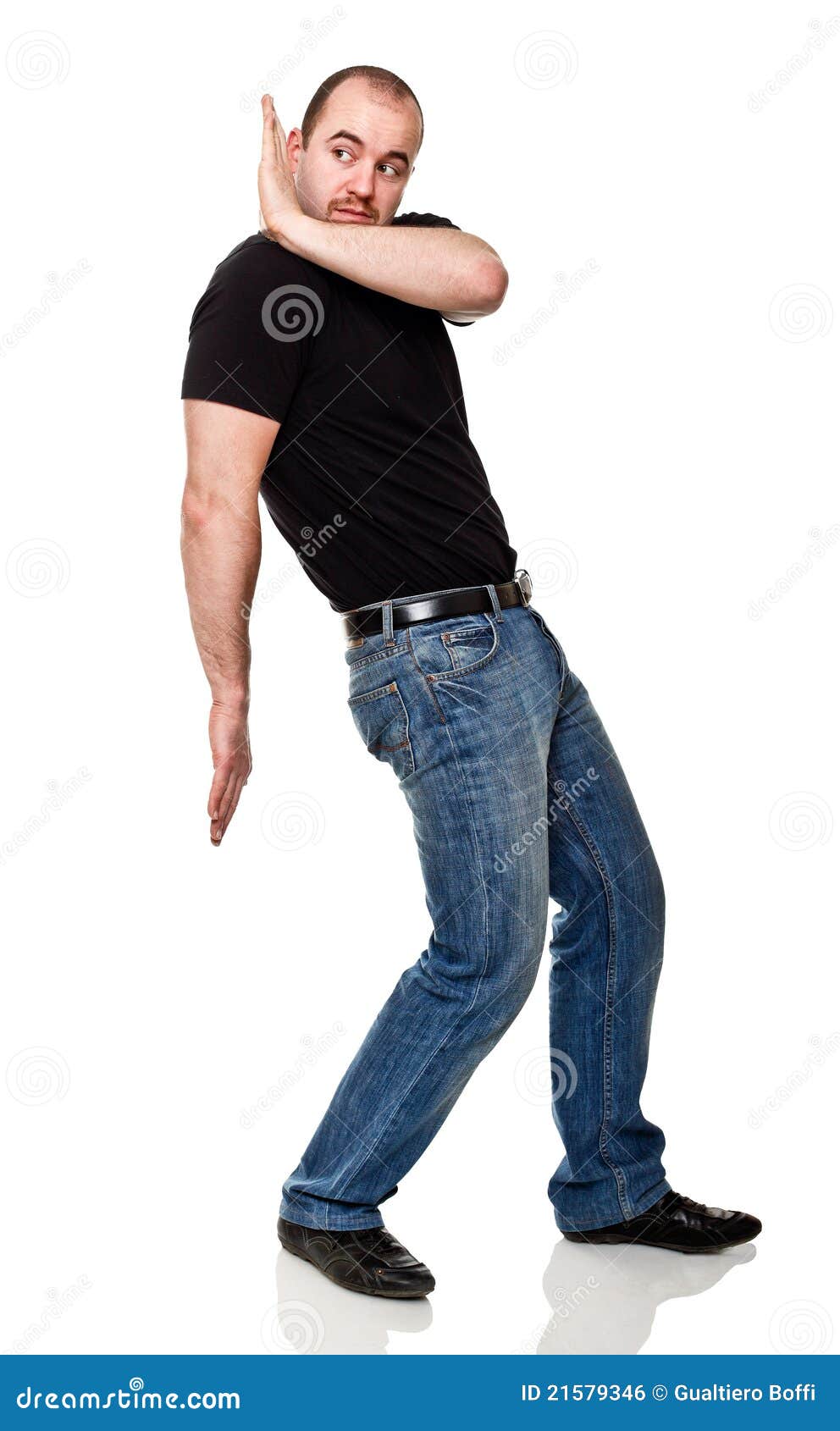 Man push stock photo. Image of active, pose, casual, move - 21579346