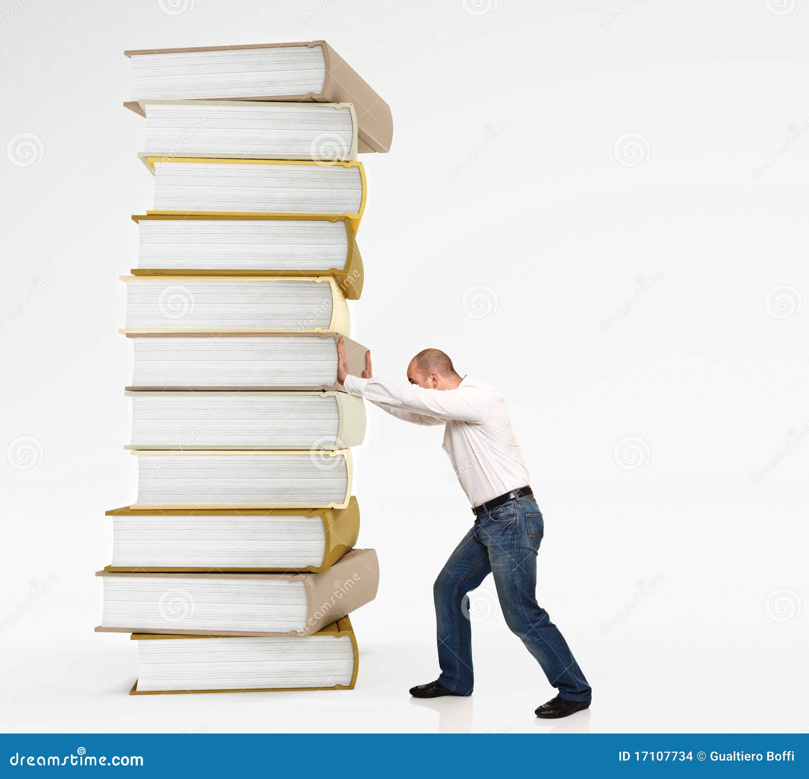 Man Push Book Pile Stock Images - Image: 17107734