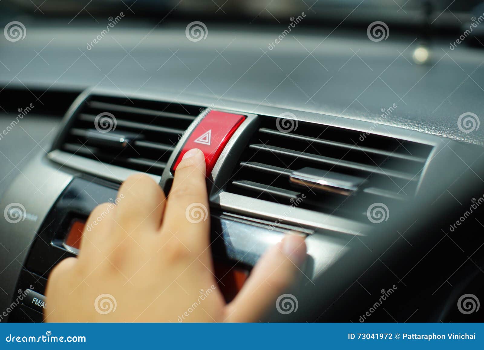 Man Push Emergency Bottom in Car Stock Photo - Image of sign, light ...