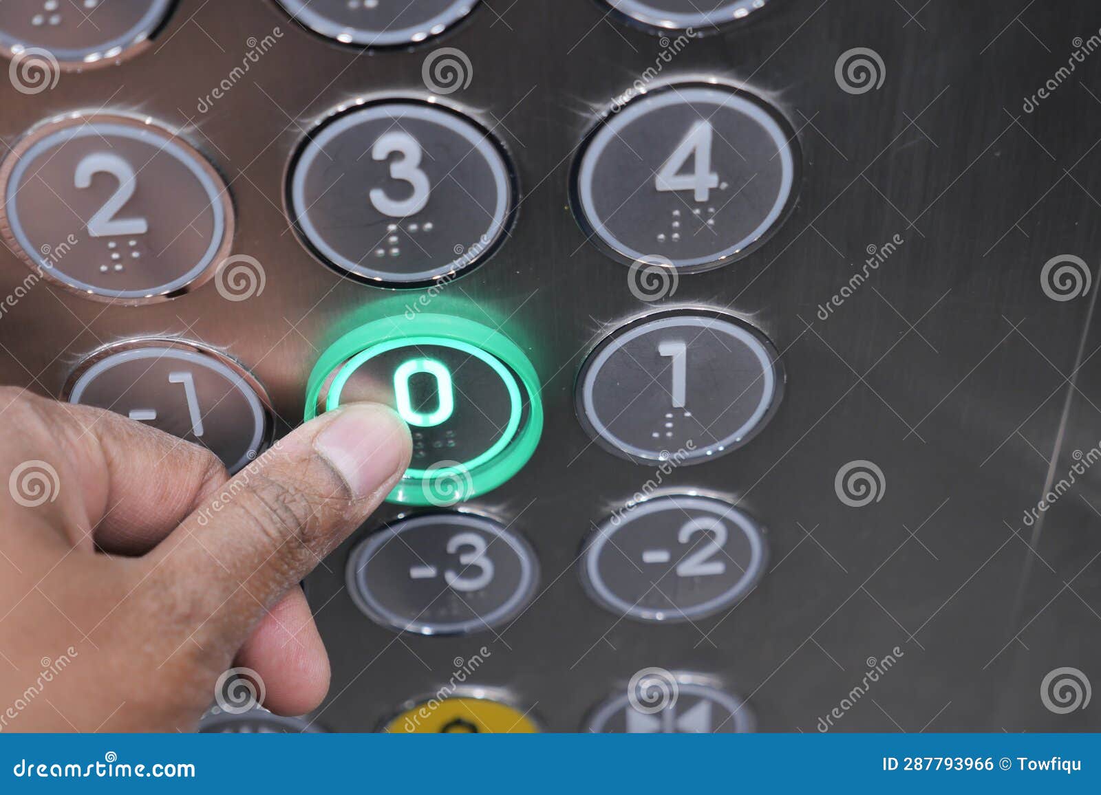 The Man Push Lift Button Down. Stock Photo - Image of businessman, hand ...