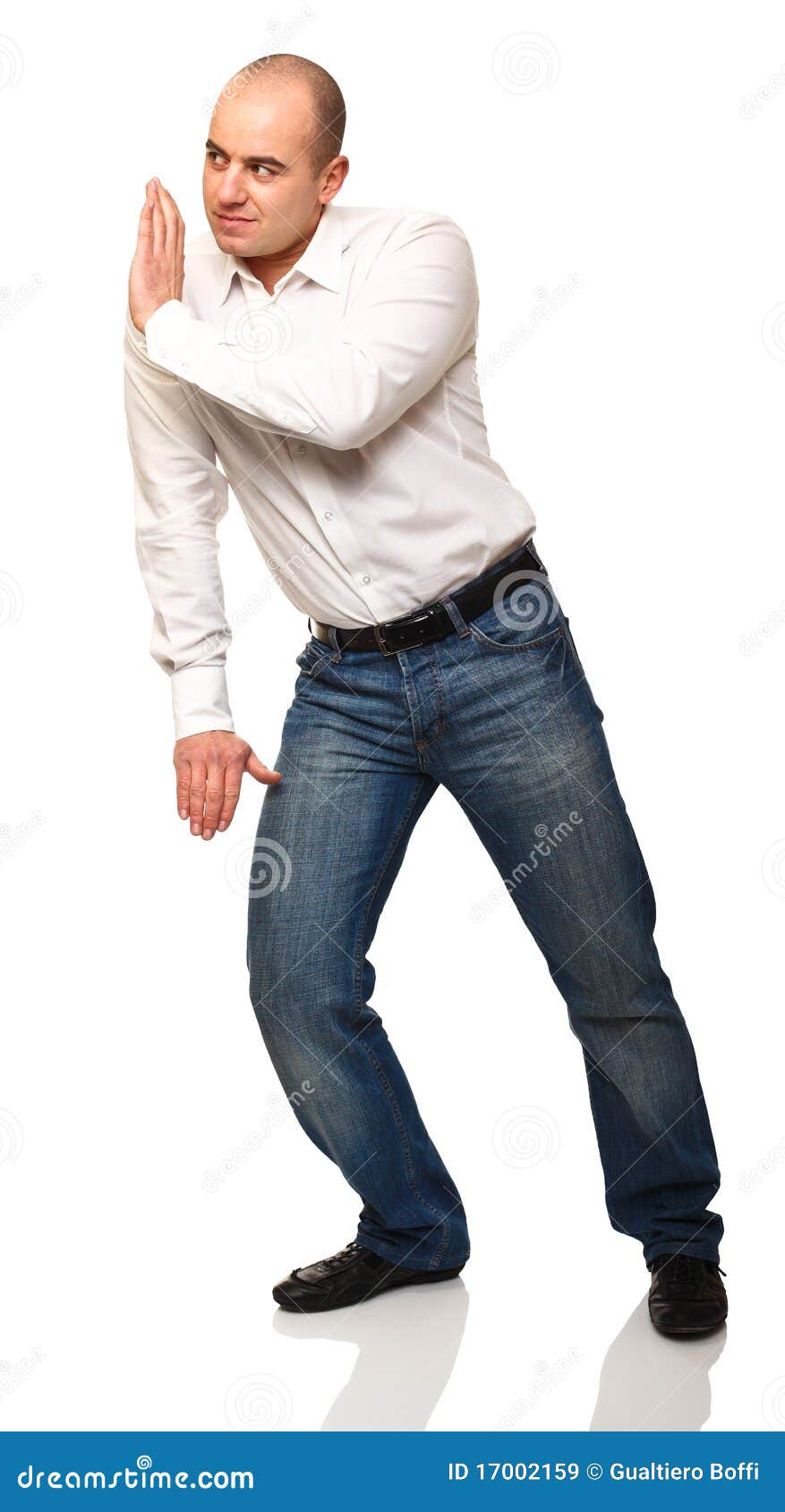 Man push pose stock image. Image of active, worker, white - 17002159