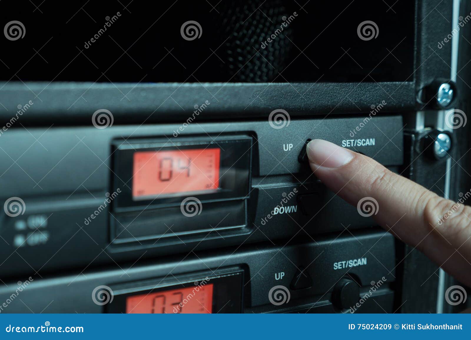 Man Push Up Button on Sound Control Stock Image - Image of analog ...