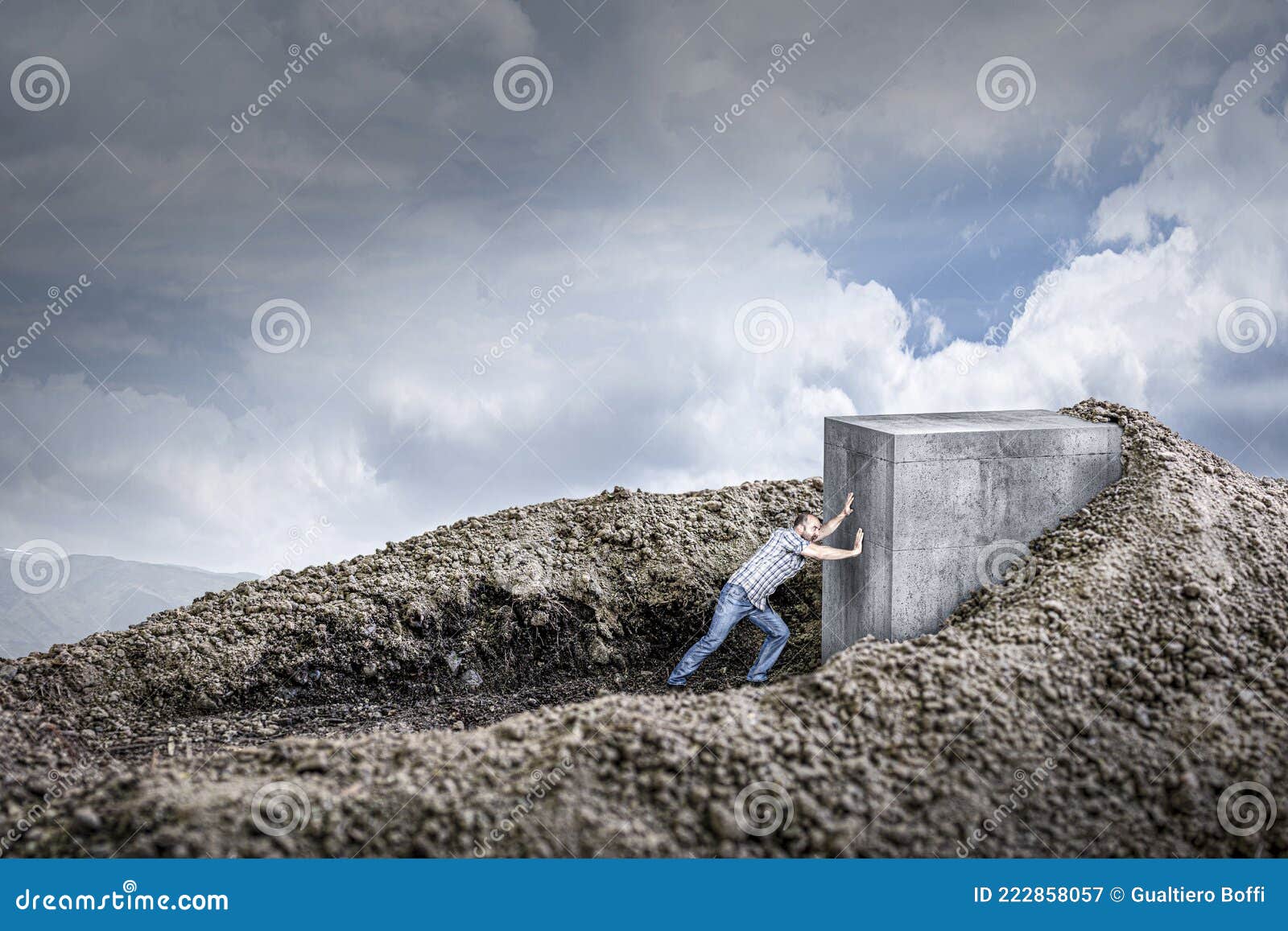 Concrete Cube Lying On Sand Ground Used By Poor Kids To Play As Toy ...