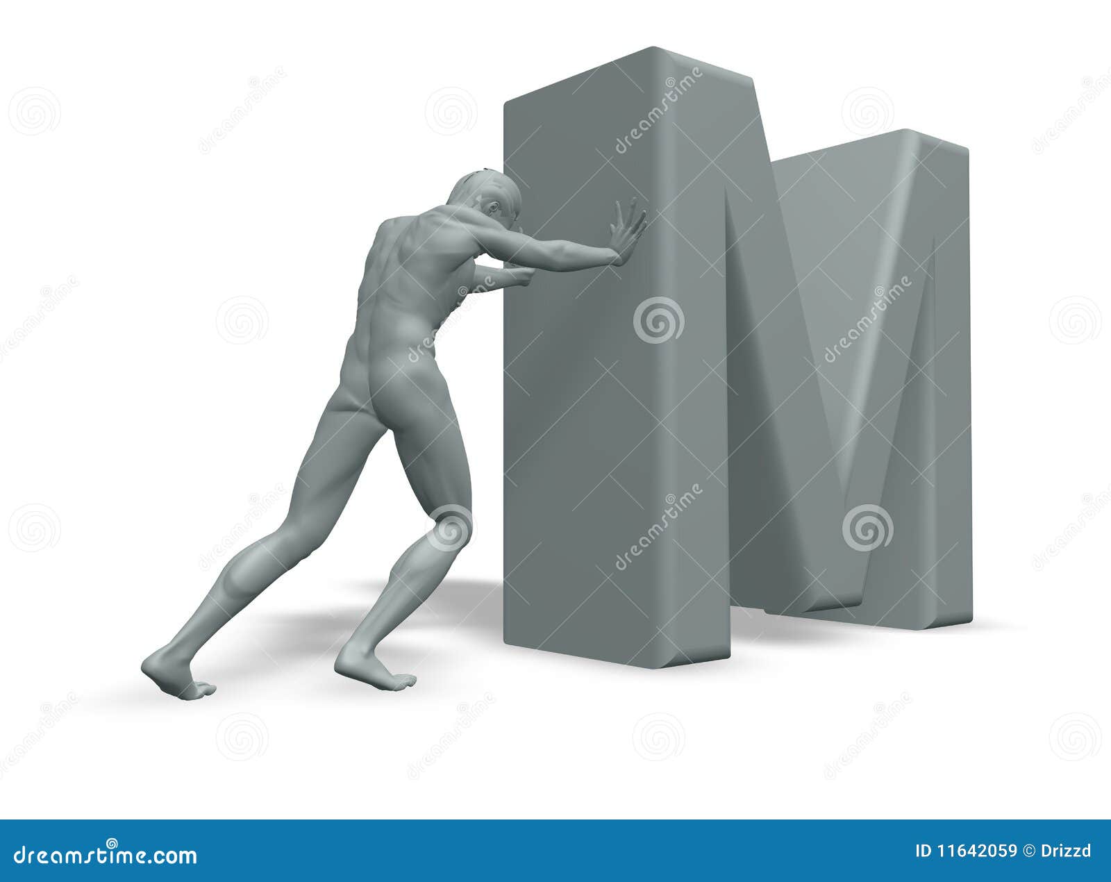 Man Pushes the Uppercase Letter M Stock Illustration - Illustration of ...