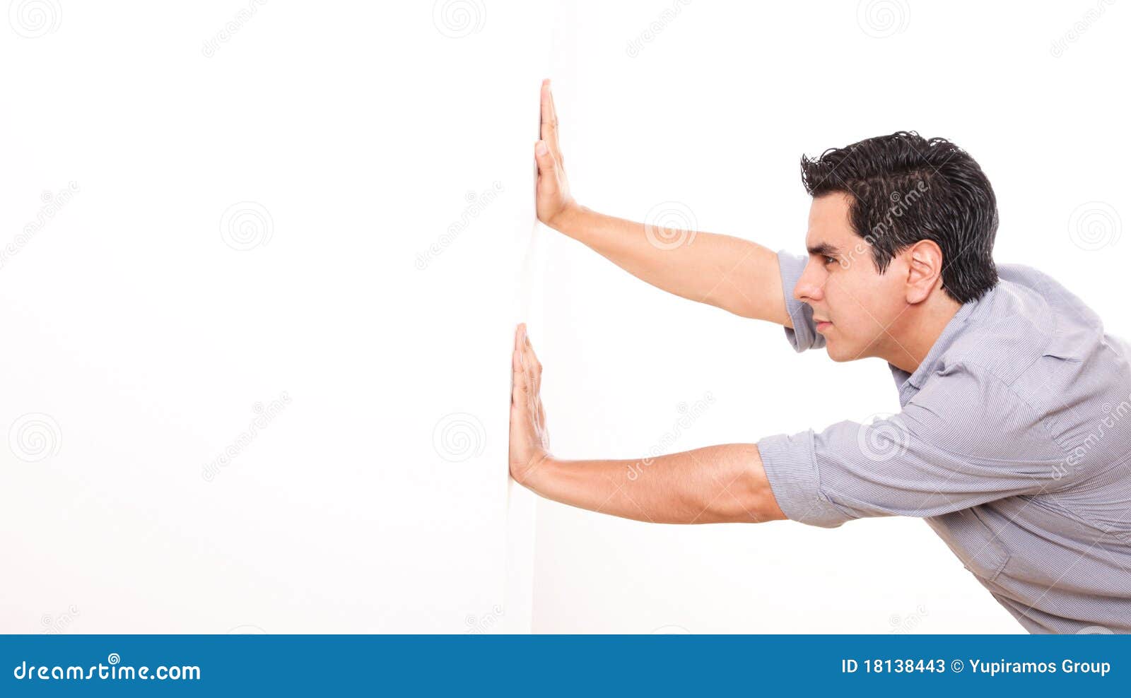 Man pushing stock image. Image of blue, hand, concentrated - 18138443