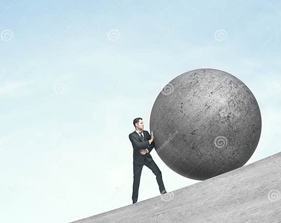 Man pushing ball stock image. Image of roll, action, human - 29577975