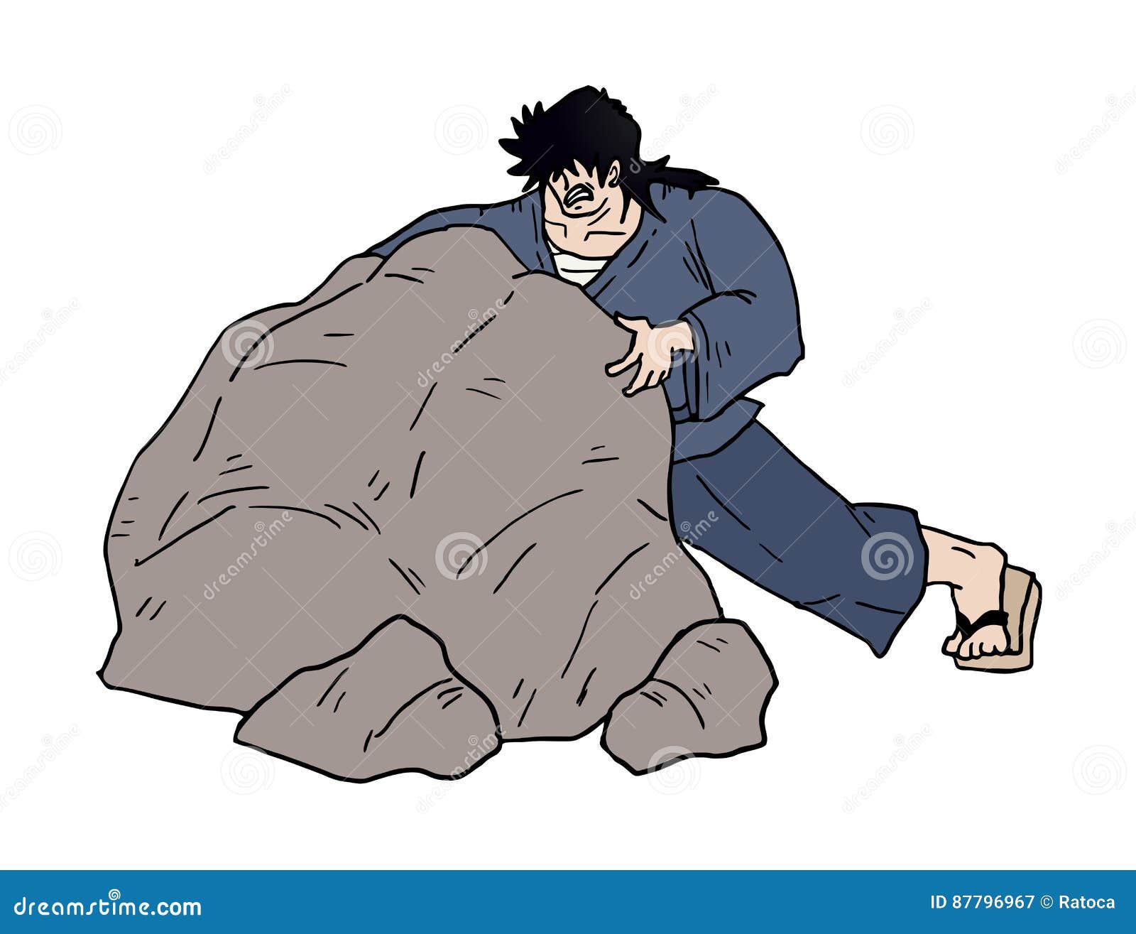 Man pushing a big rock stock vector. Illustration of hand - 87796967