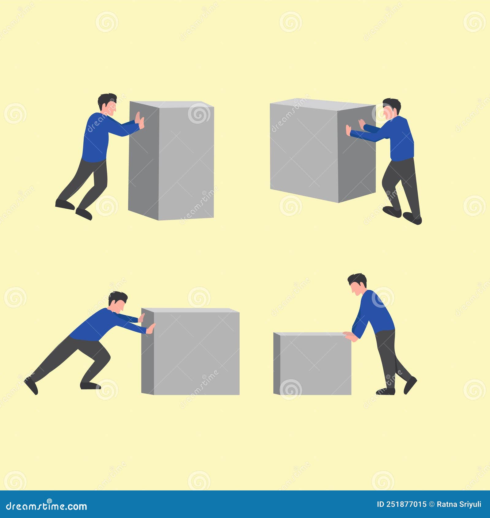 Man Pushing a Box Design Icons Vector Illustration Stock Vector ...