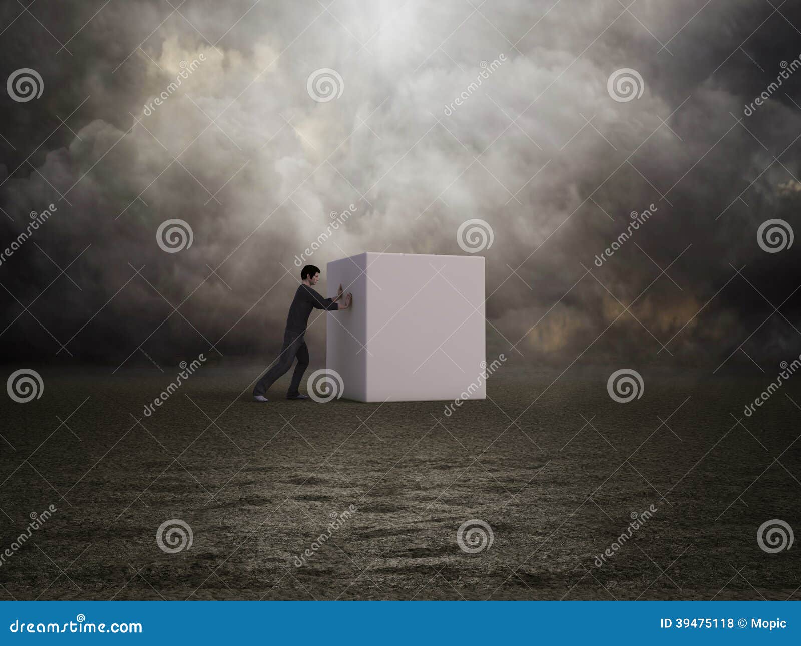 Man pushing a box stock illustration. Illustration of business - 39475118