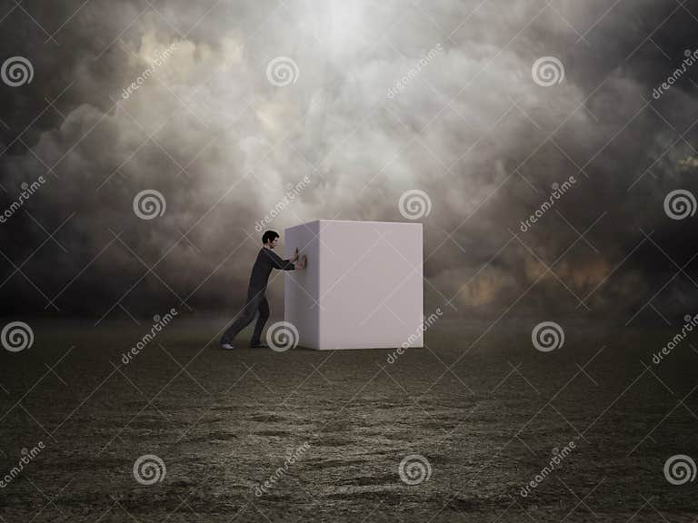 Man pushing a box stock illustration. Illustration of business - 39475118