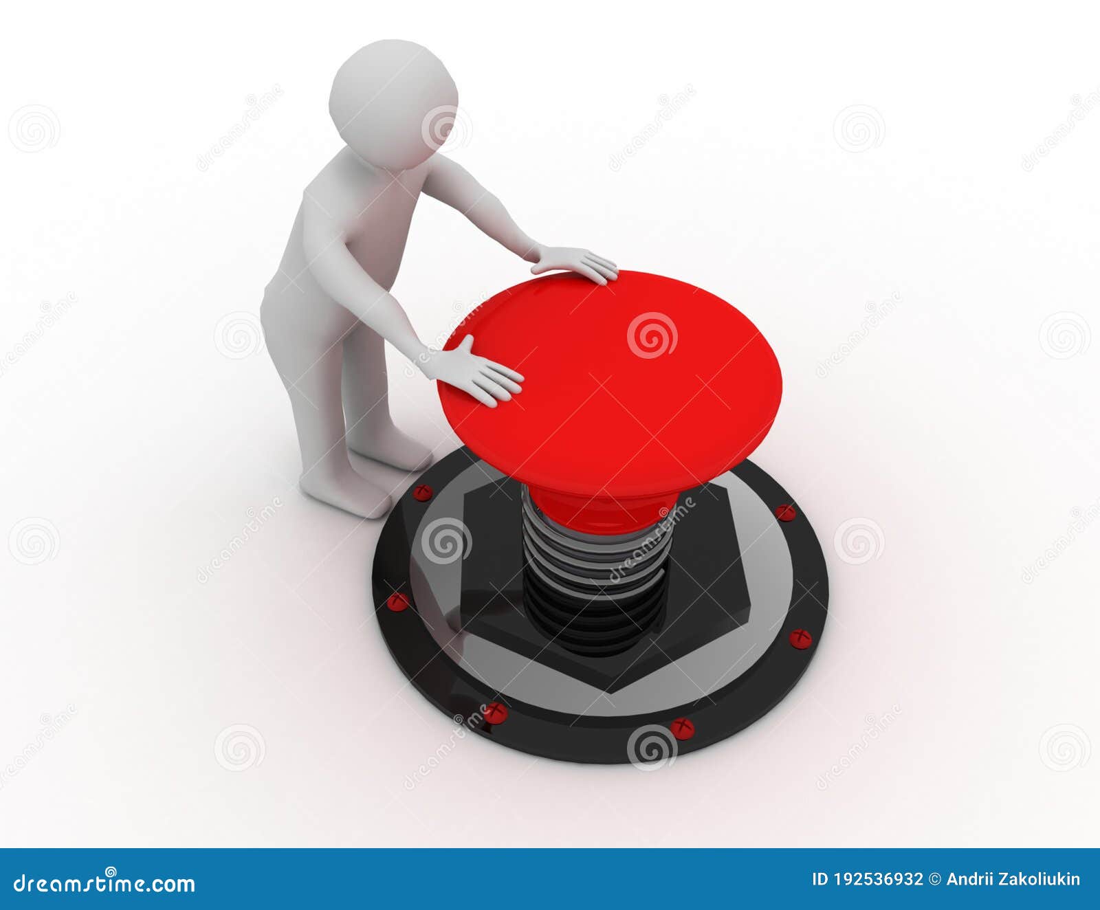 Man Pushing Button .3D Rendered Illustration Stock Illustration ...