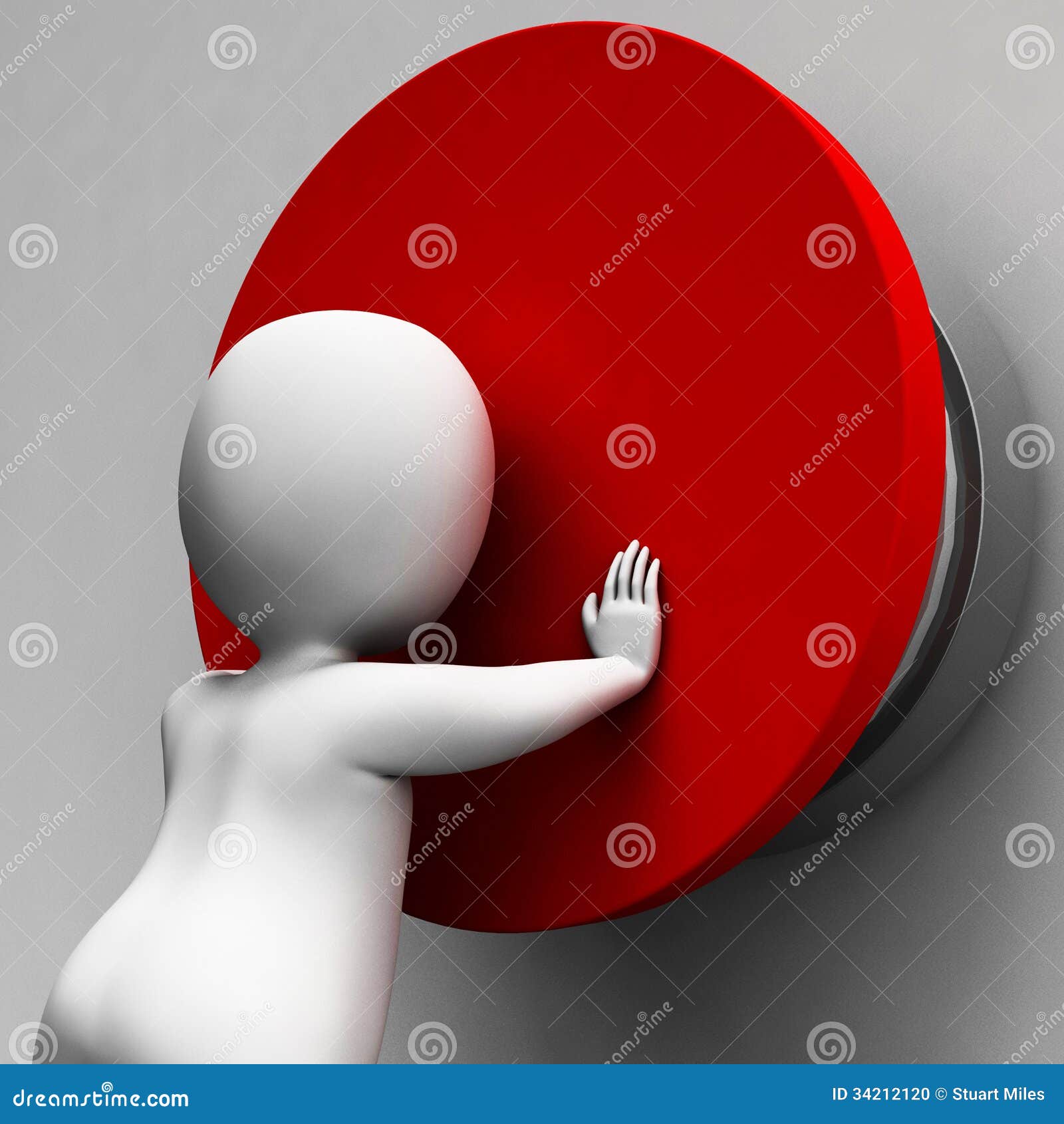 Man Pushing Button Showing Controlling Stock Illustration ...