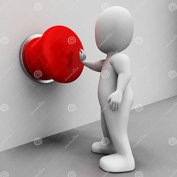 Man Pushing Button Shows Control Stock Illustration - Illustration of ...