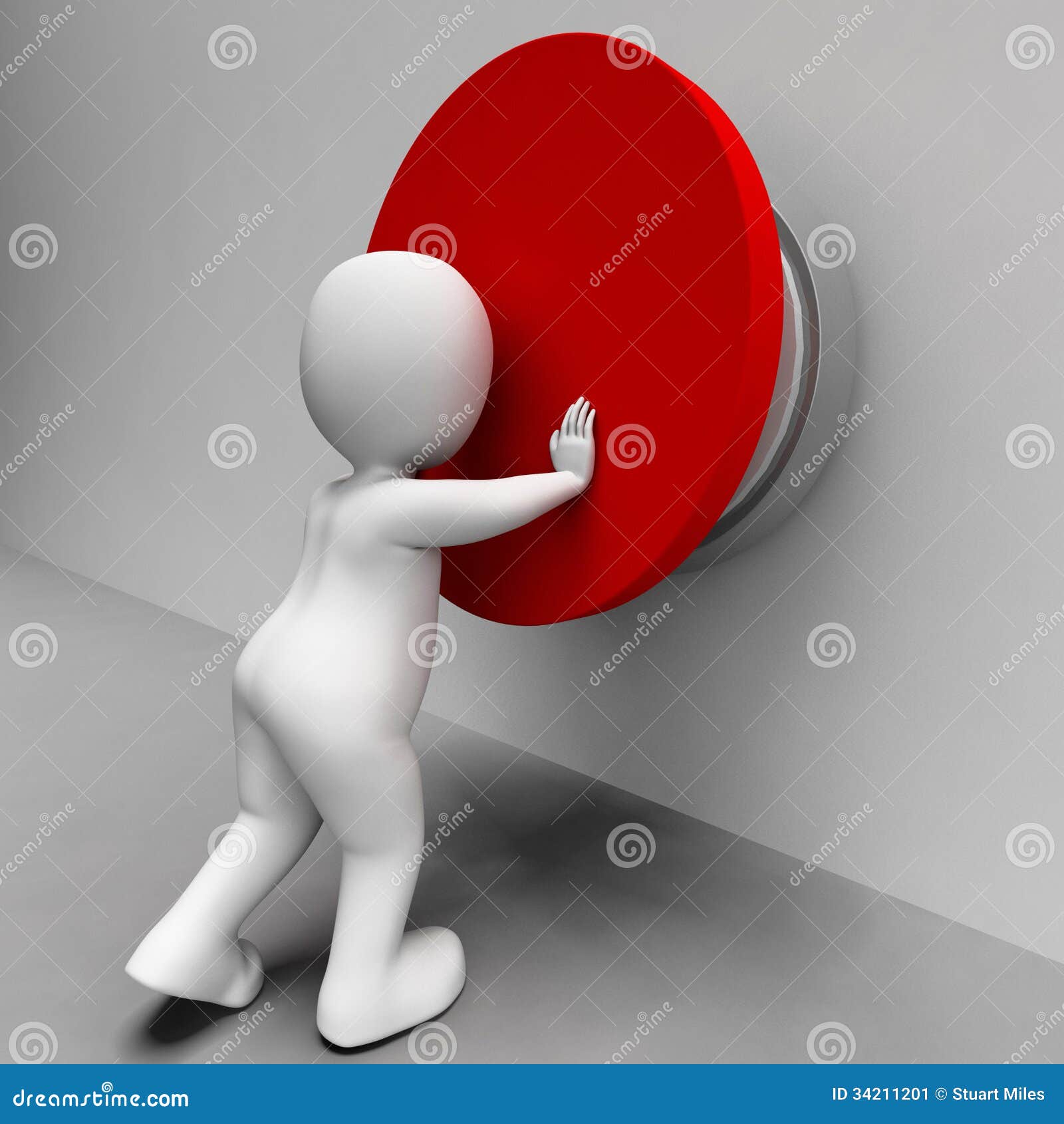 Man Pushing Button Shows Controlling Stock Illustration - Illustration ...