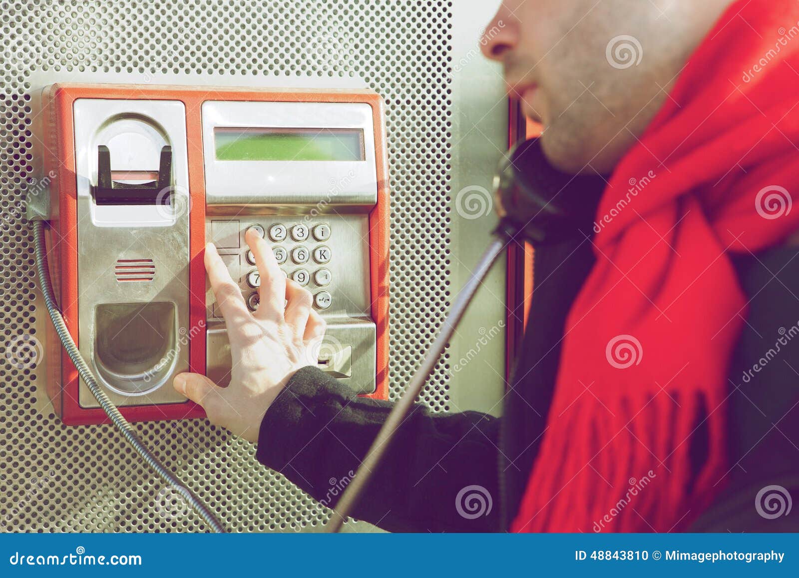 Man Pushing Buttons on Public Phone Stock Photo - Image of finger ...