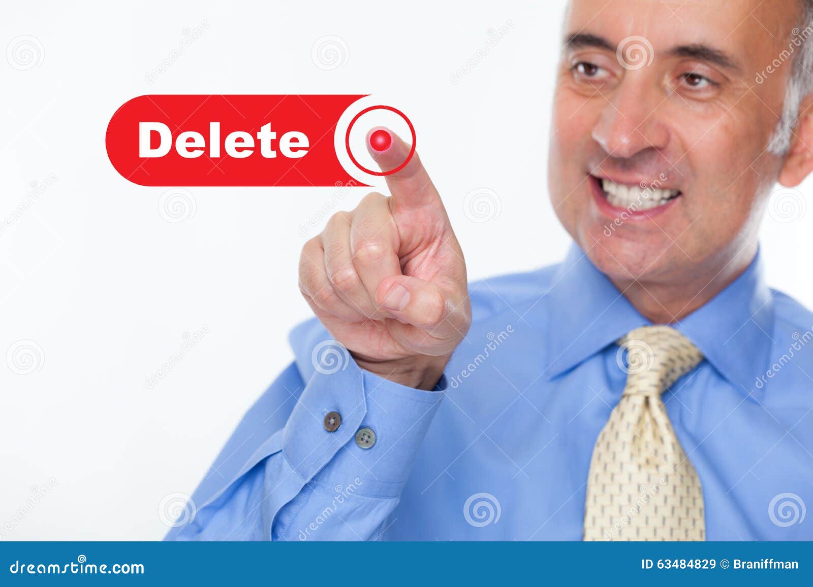 Man Pushing the Delete Button Stock Image - Image of definitive ...