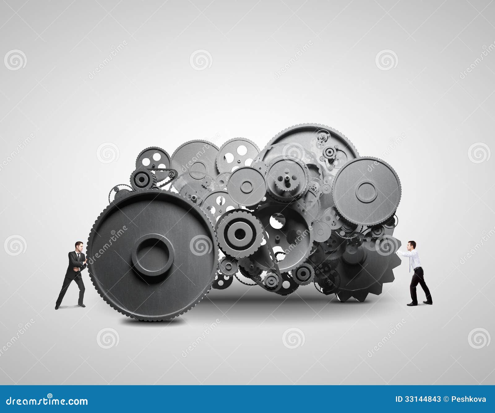 Man pushing gears stock image. Image of clock, industrial - 33144843