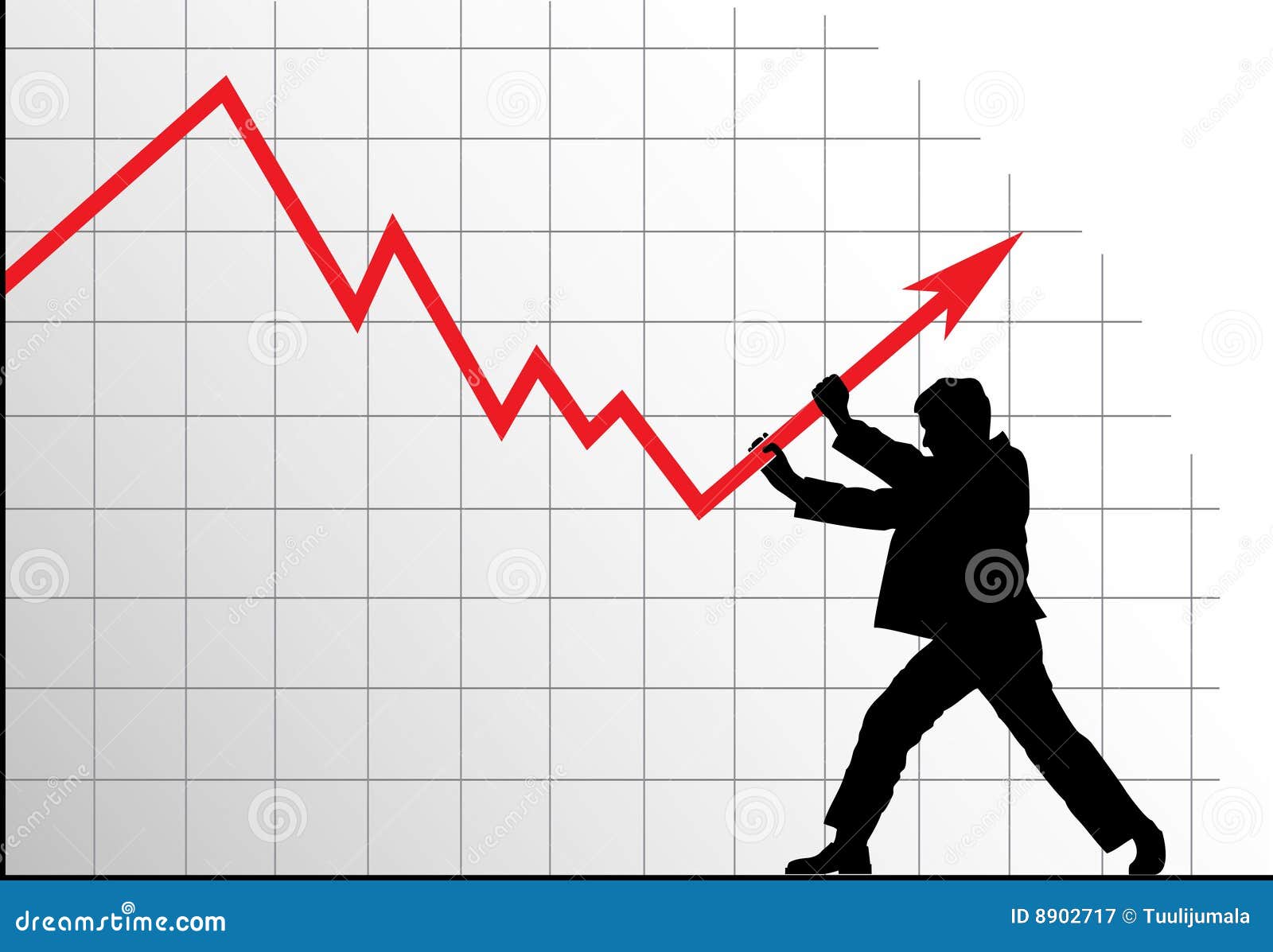 Man pushing the graph up stock vector. Illustration of market - 8902717