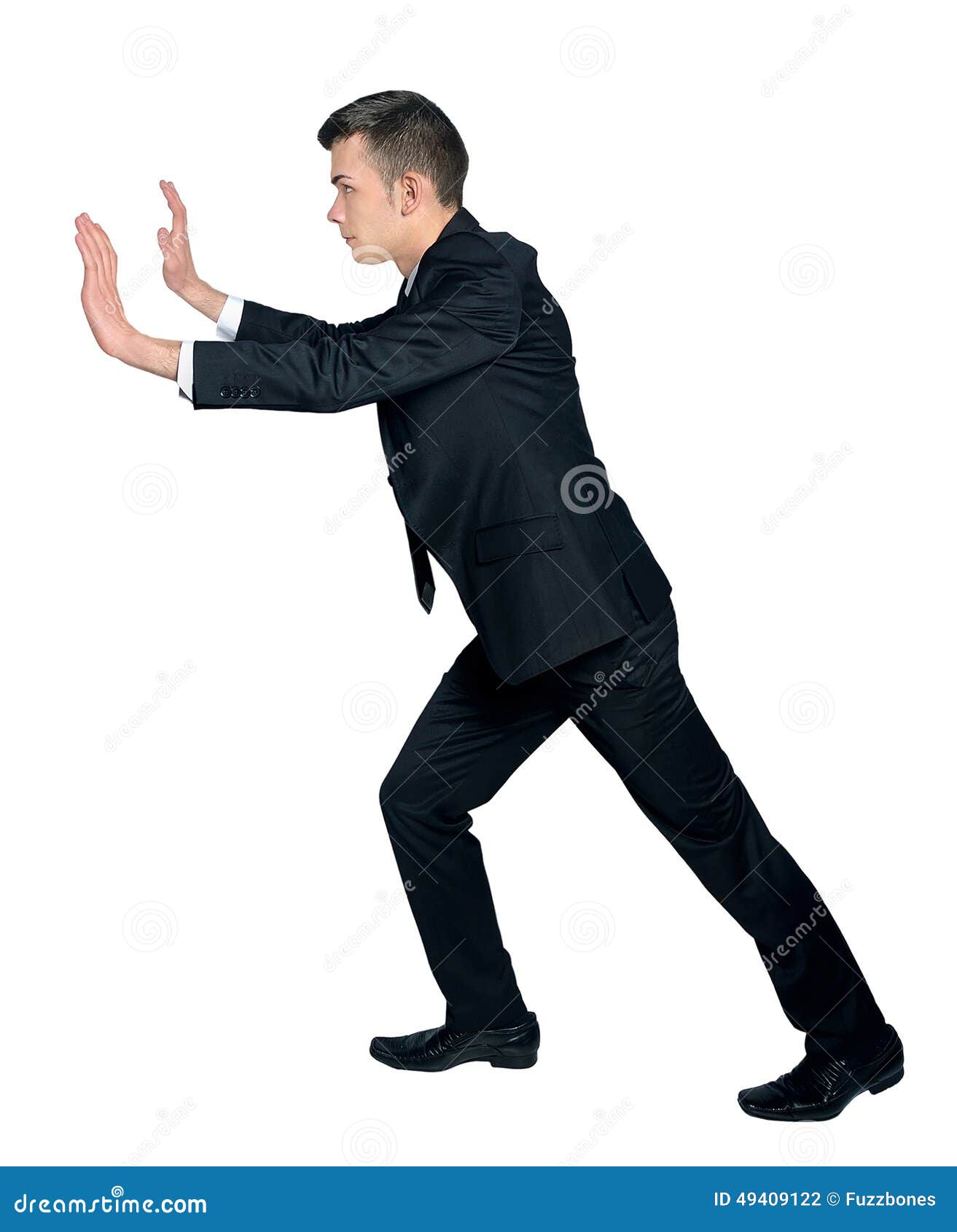 Man pushing stock photo. Image of side, leaning, professional - 49409122