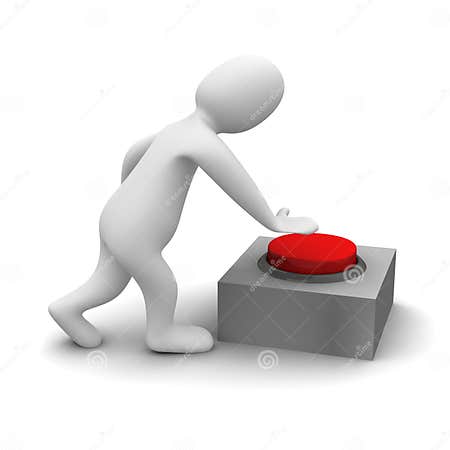 Man pushing red button stock illustration. Illustration of guys - 15071936