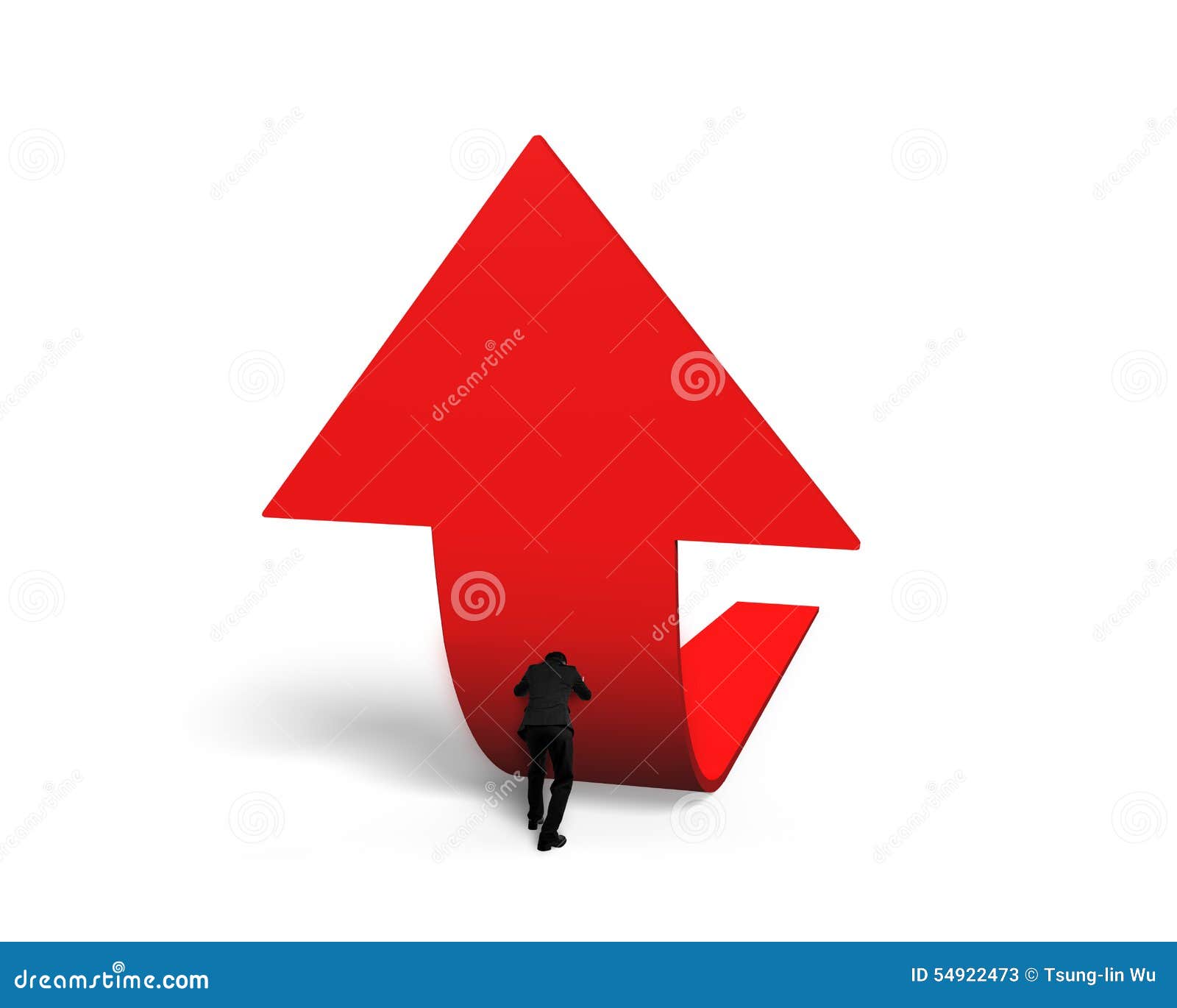 Man Pushing Red Trend 3D Arrow Upward Stock Illustration - Illustration ...