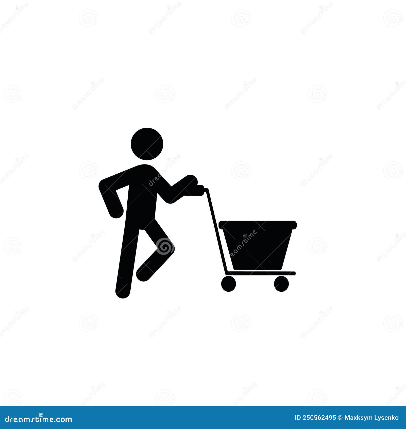 Man Pushing Shopping Cart Icon Stock Vector - Illustration of interface ...