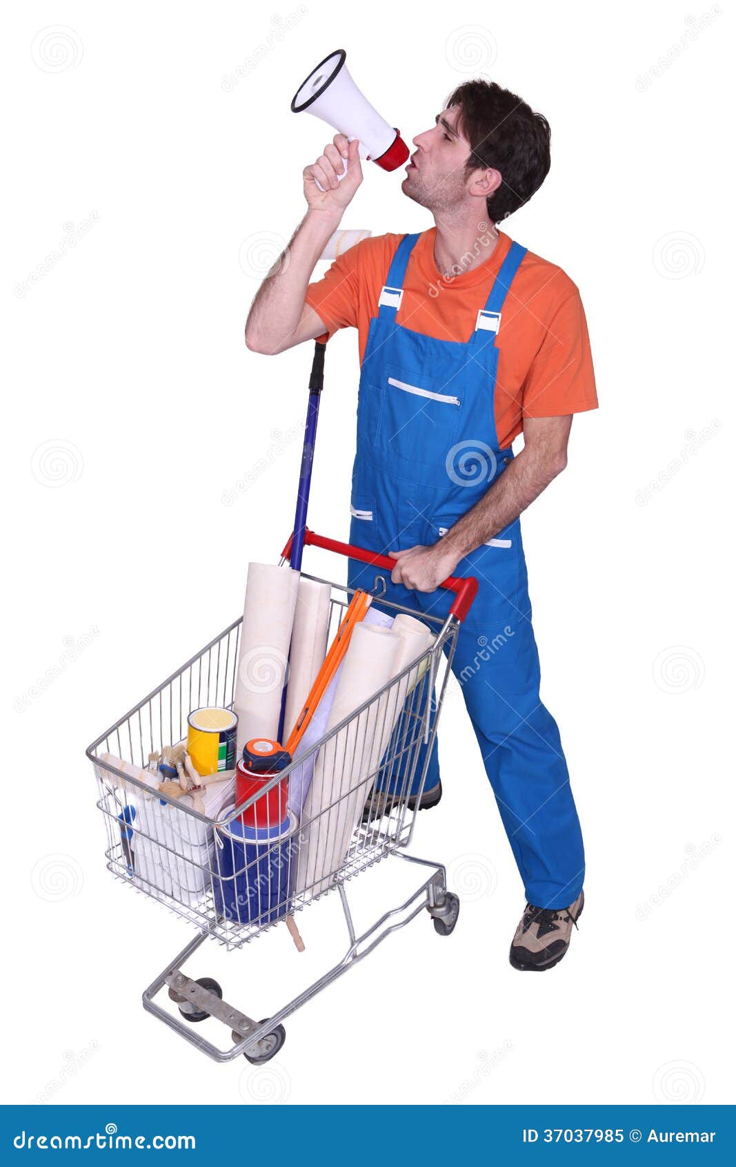 Man Pushing Shopping Trolley Stock Image - Image of adult, gear: 37037985