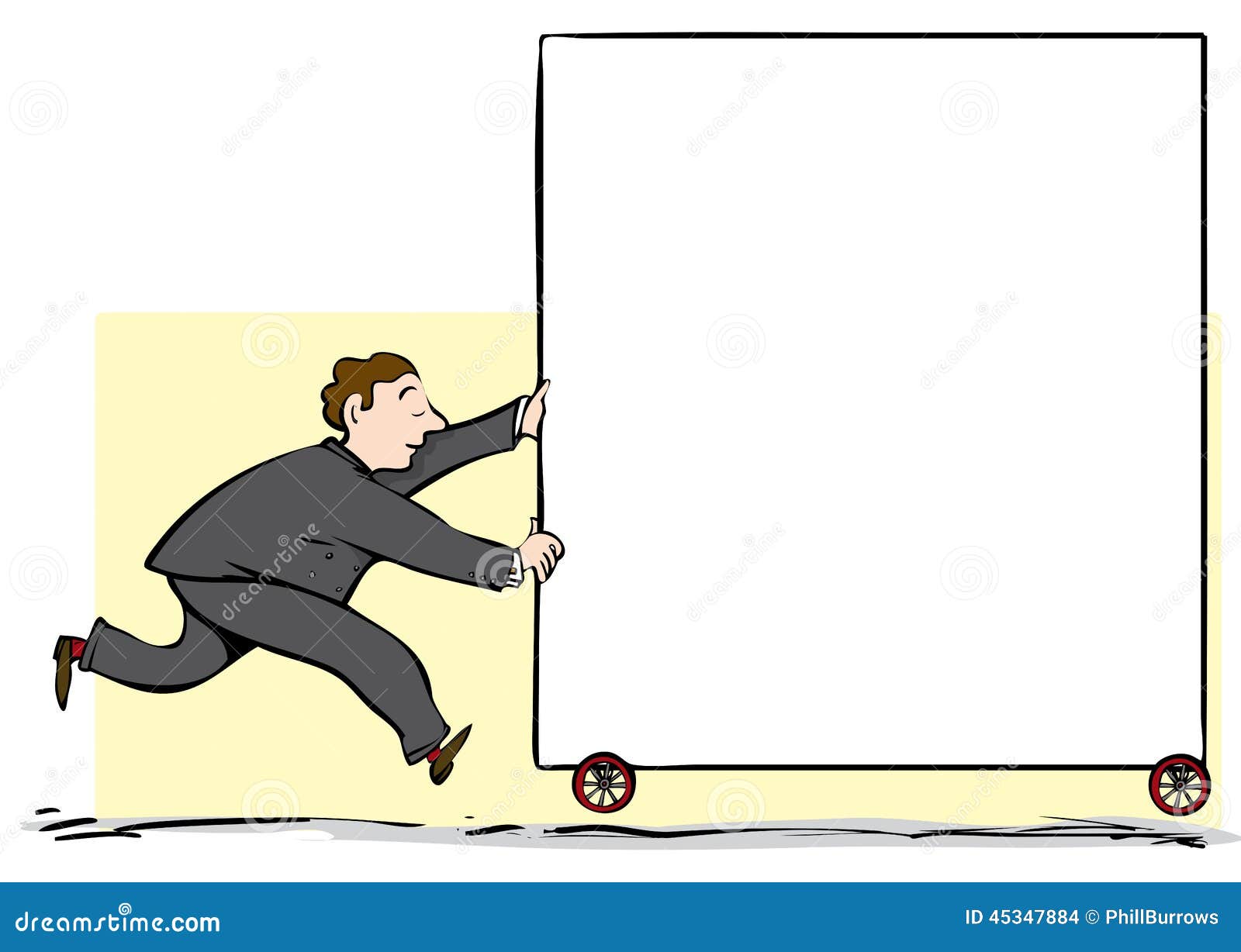 Man pushing sign stock vector. Illustration of whiteboard - 45347884
