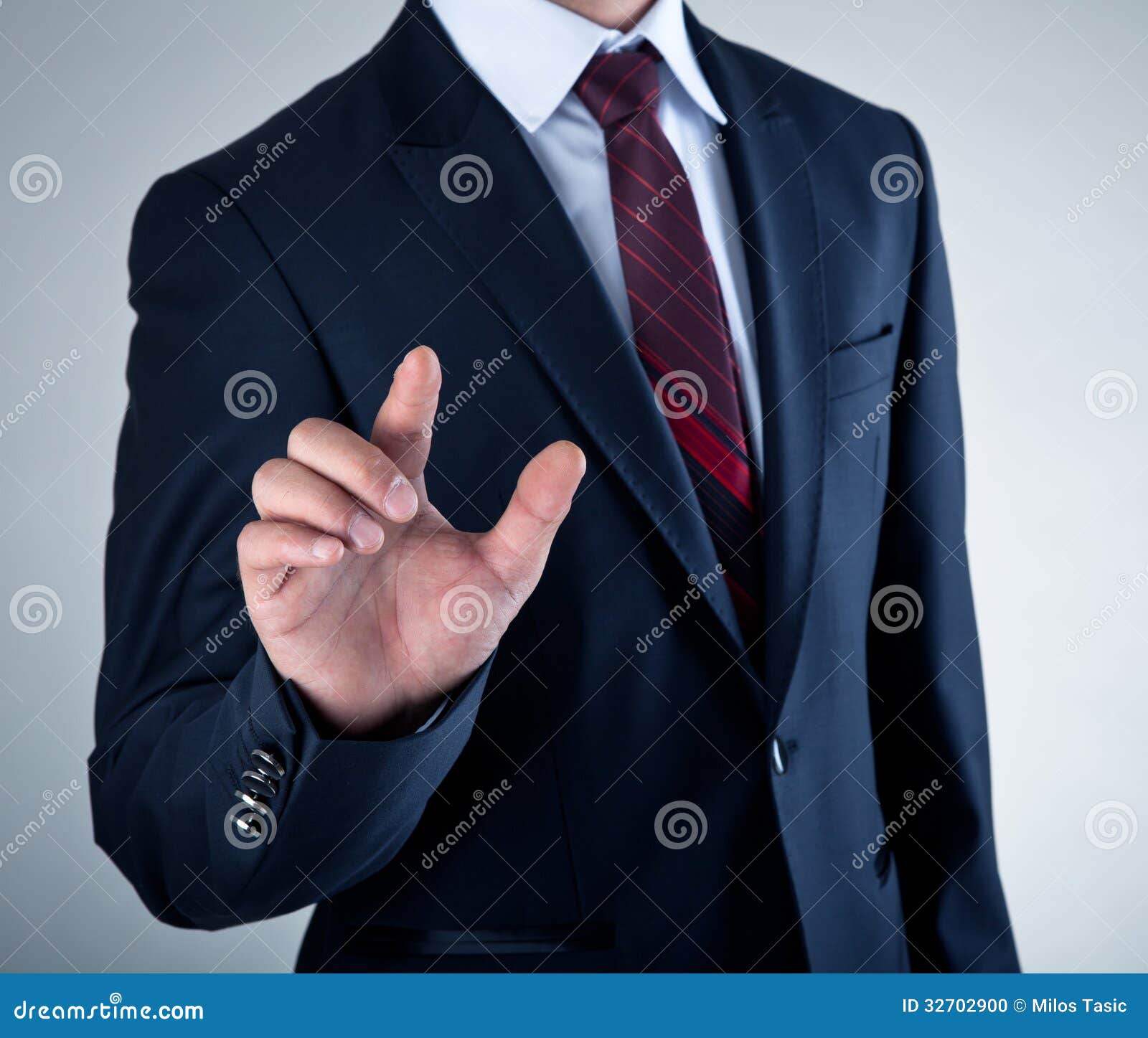 Man Pushing on a Touch Screen Interface Stock Photo - Image of business ...