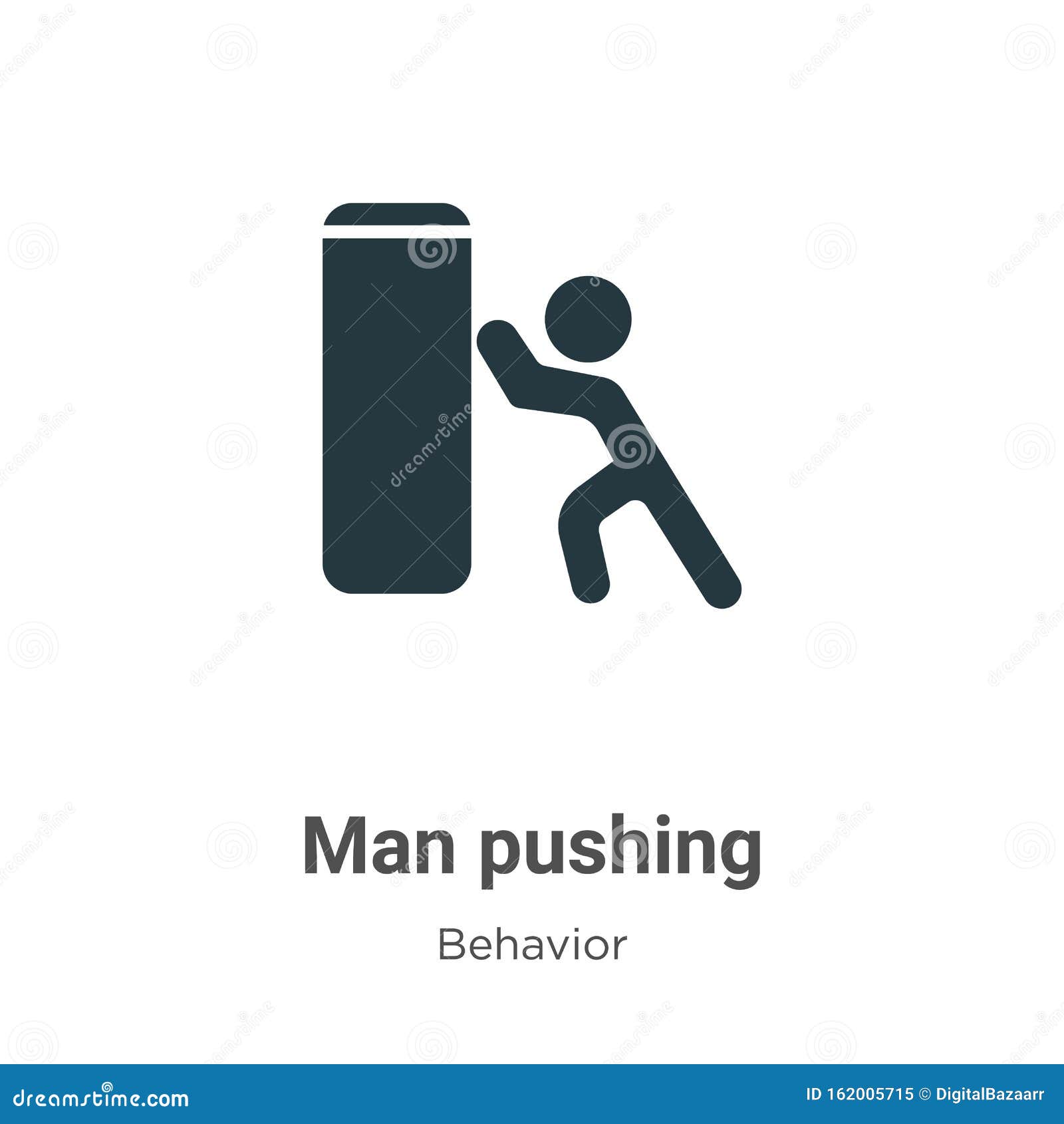 Man Pushing Vector Icon on White Background. Flat Vector Man Pushing ...