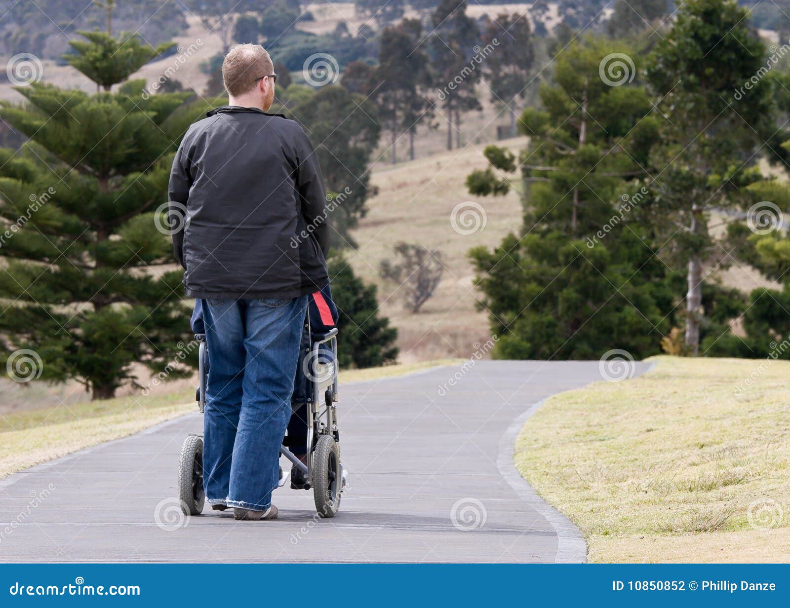 Man pushing wheelchair stock photo. Image of carer, outdoors - 10850852