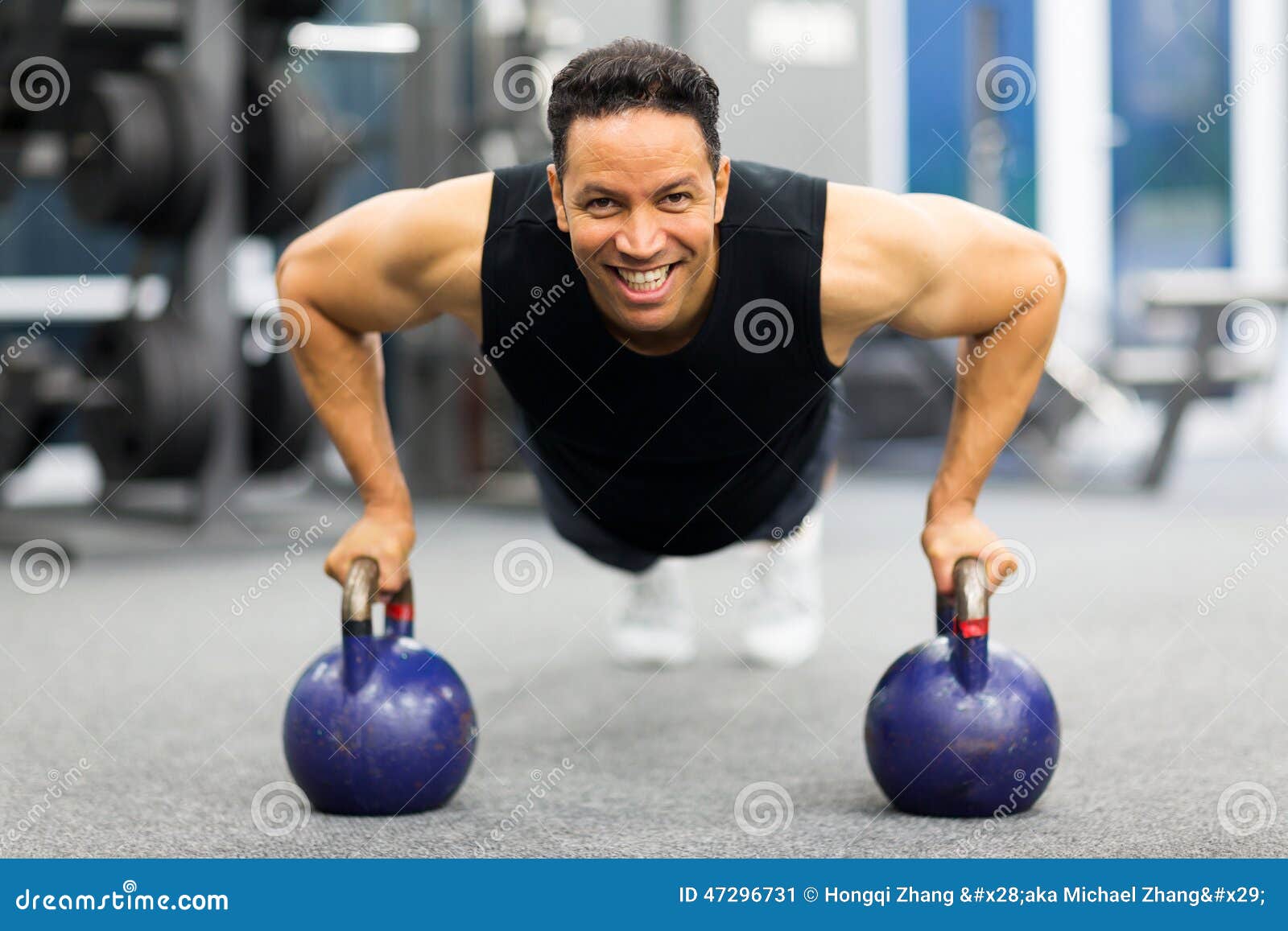 Man pushup kettle bell stock image. Image of caucasian - 47296731
