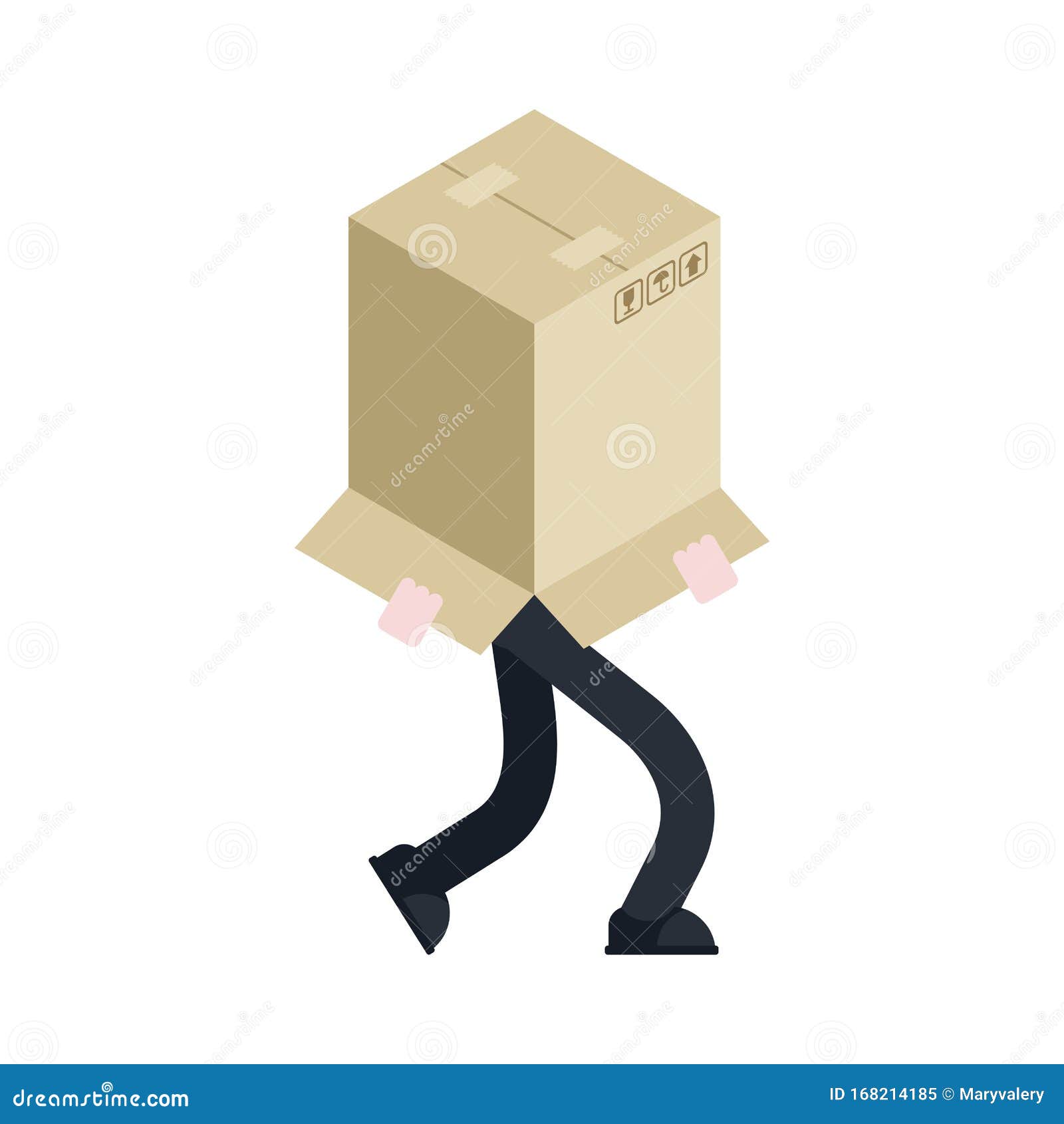 Man Put Box on His Head. Vector Illustration Stock Vector ...
