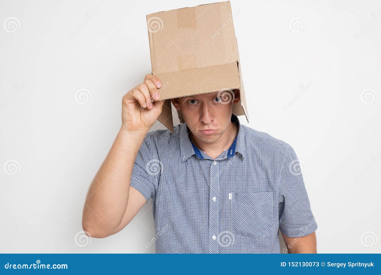 Man puts a bag on his head stock image. Image of false - 152130073