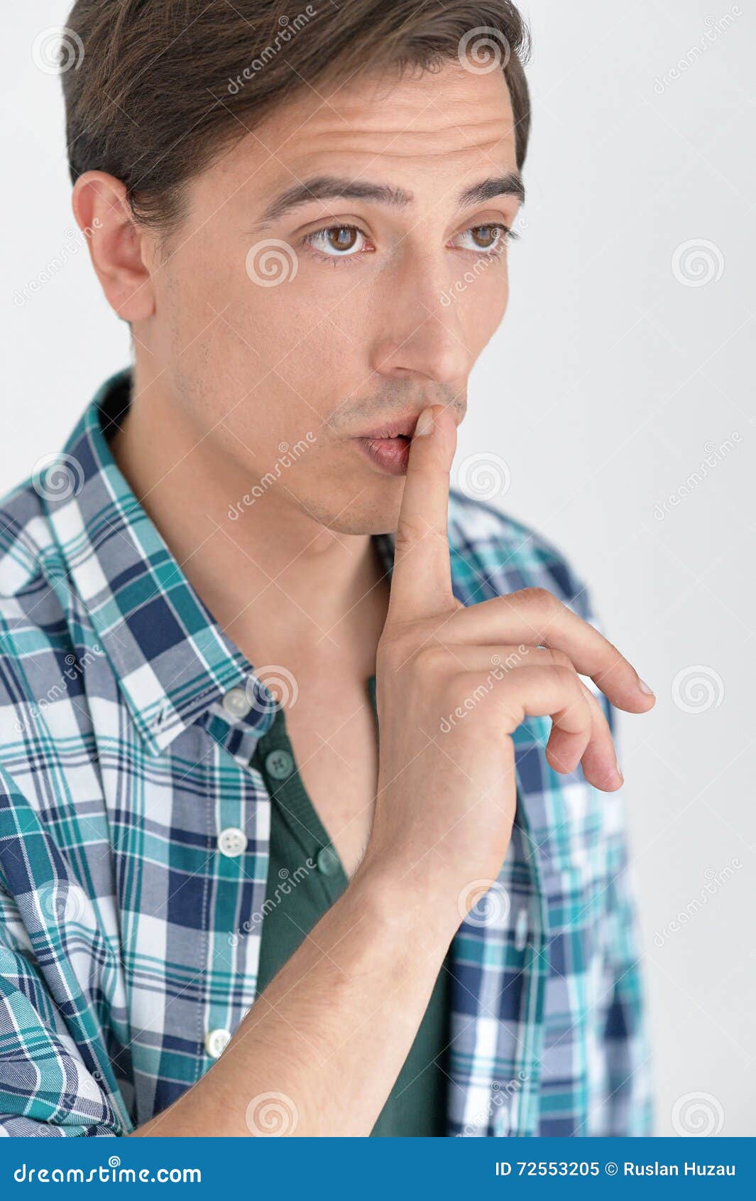 Man Puts Finger on Her Lips Stock Image - Image of pose, noiseless ...