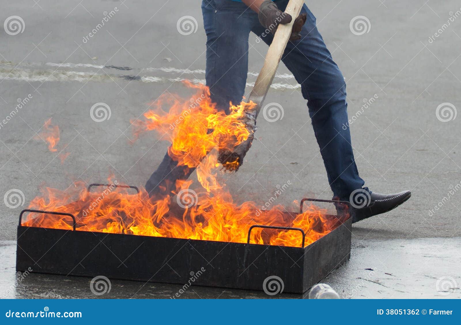 Man puts on fire a torch stock photo. Image of burn, readiness - 38051362
