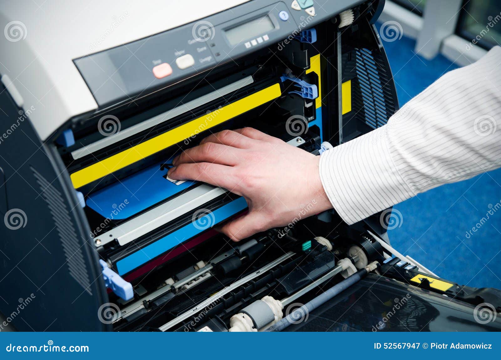 Man Puts Toner in the Printer Stock Image - Image of color, magenta ...