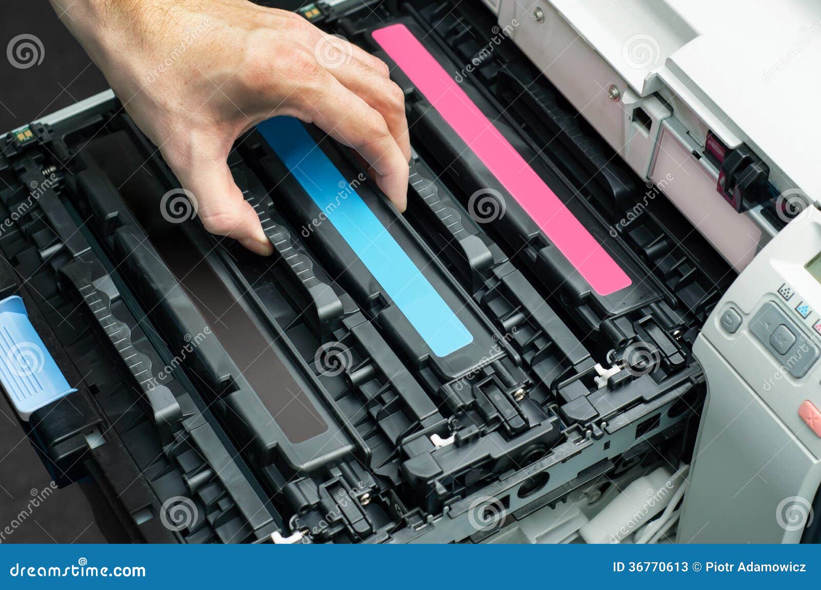 Man Puts Toner in the Printer Stock Image - Image of cmyk, device: 36770613