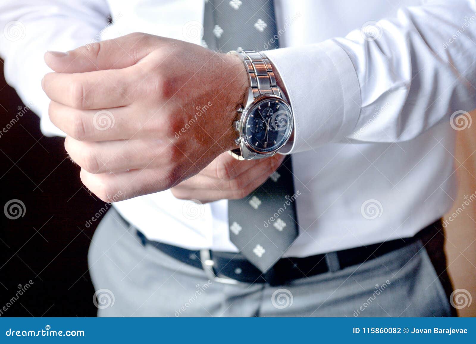 The Man Puts Watch on His Arm Stock Photo - Image of joint ...