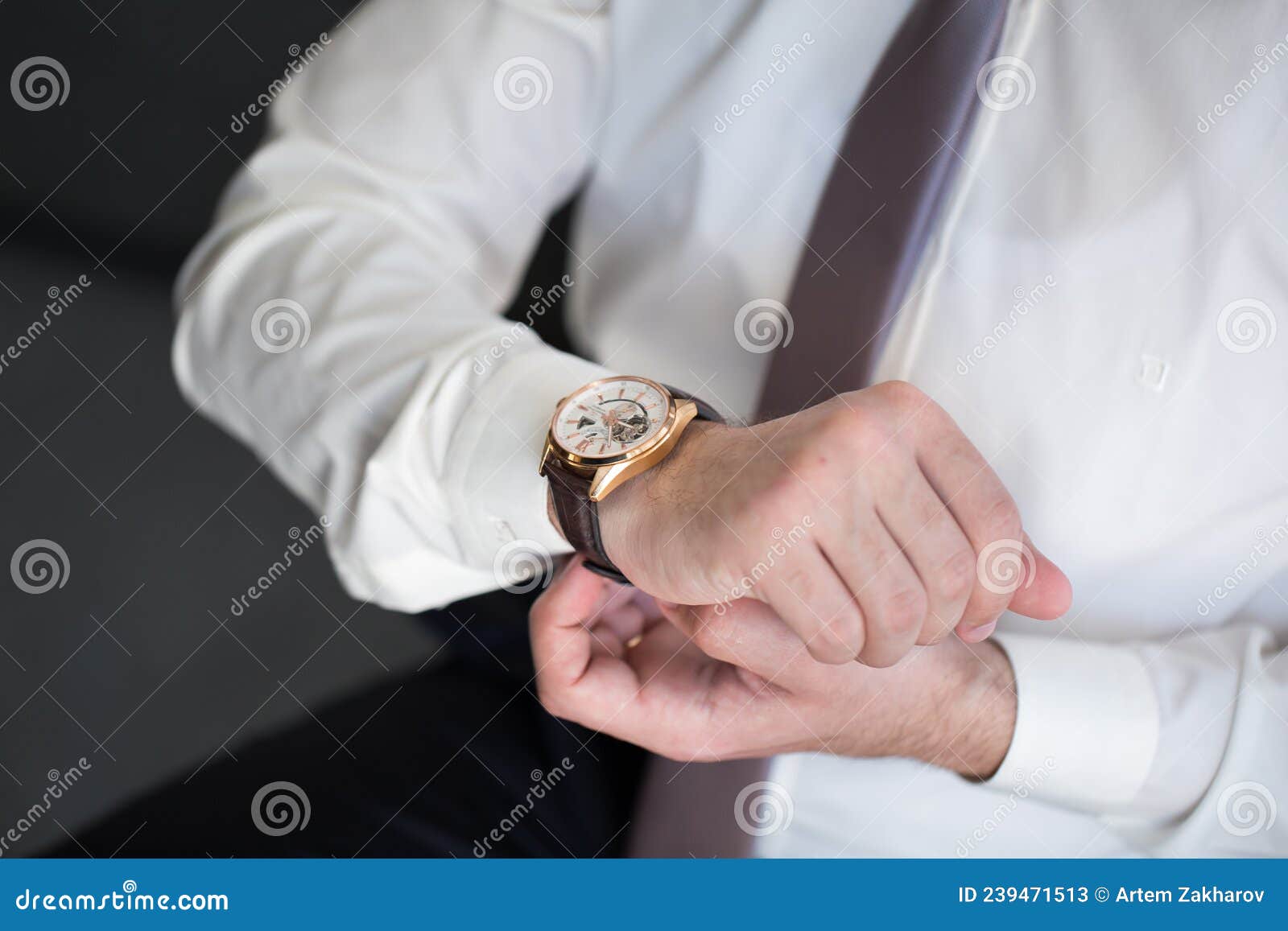 A Man Puts a Watch on His Hand. Stock Image - Image of closeup, fashion ...