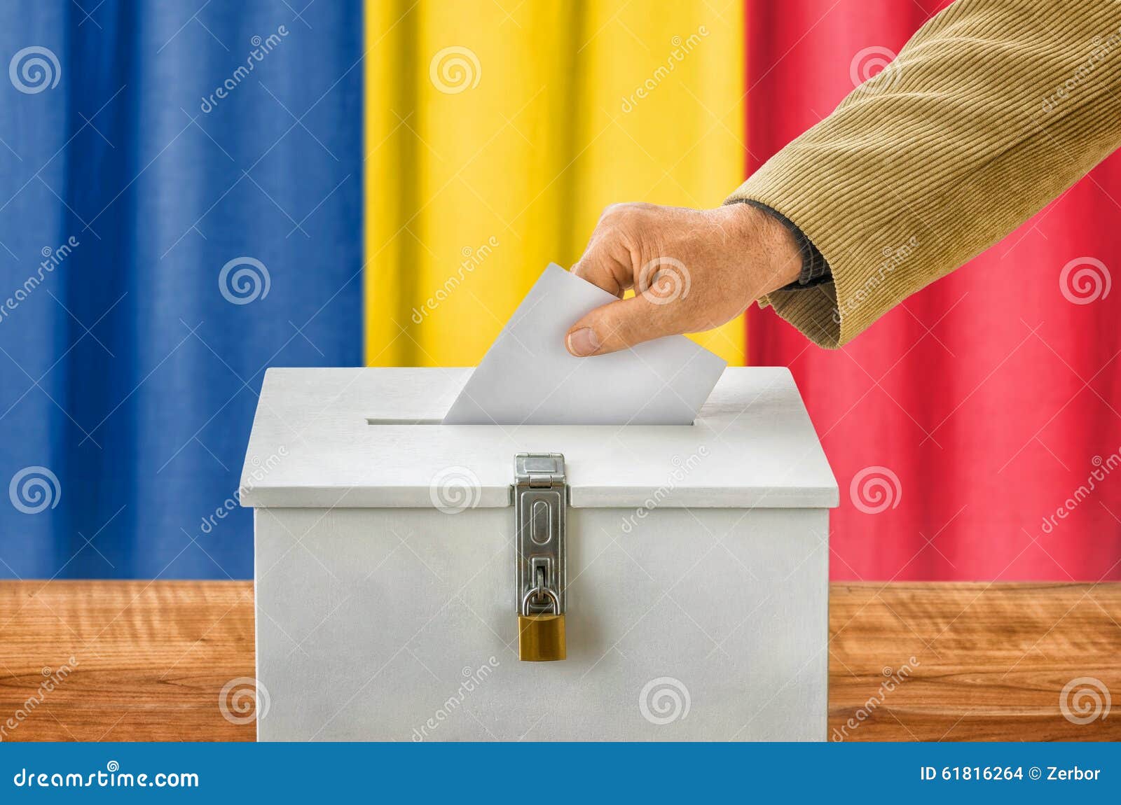 Man Putting a Ballot into a Voting Box - Romania Stock Photo - Image of ...
