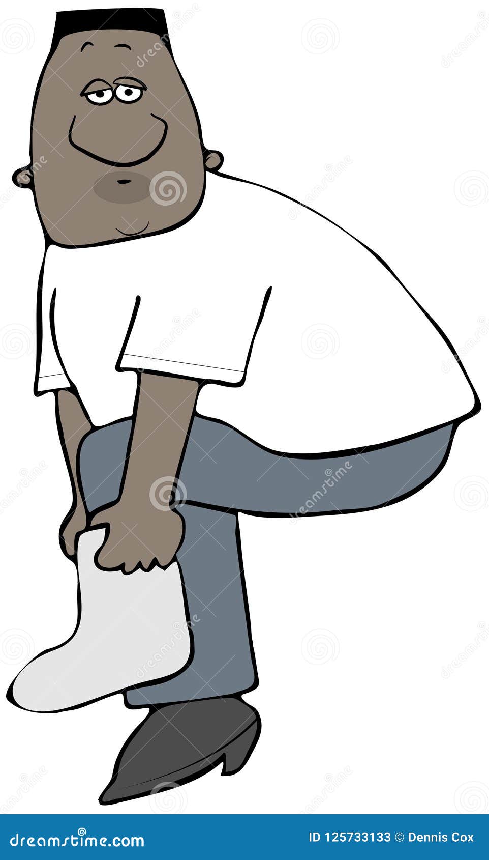 Man putting on boot covers stock illustration. Illustration of clipart ...