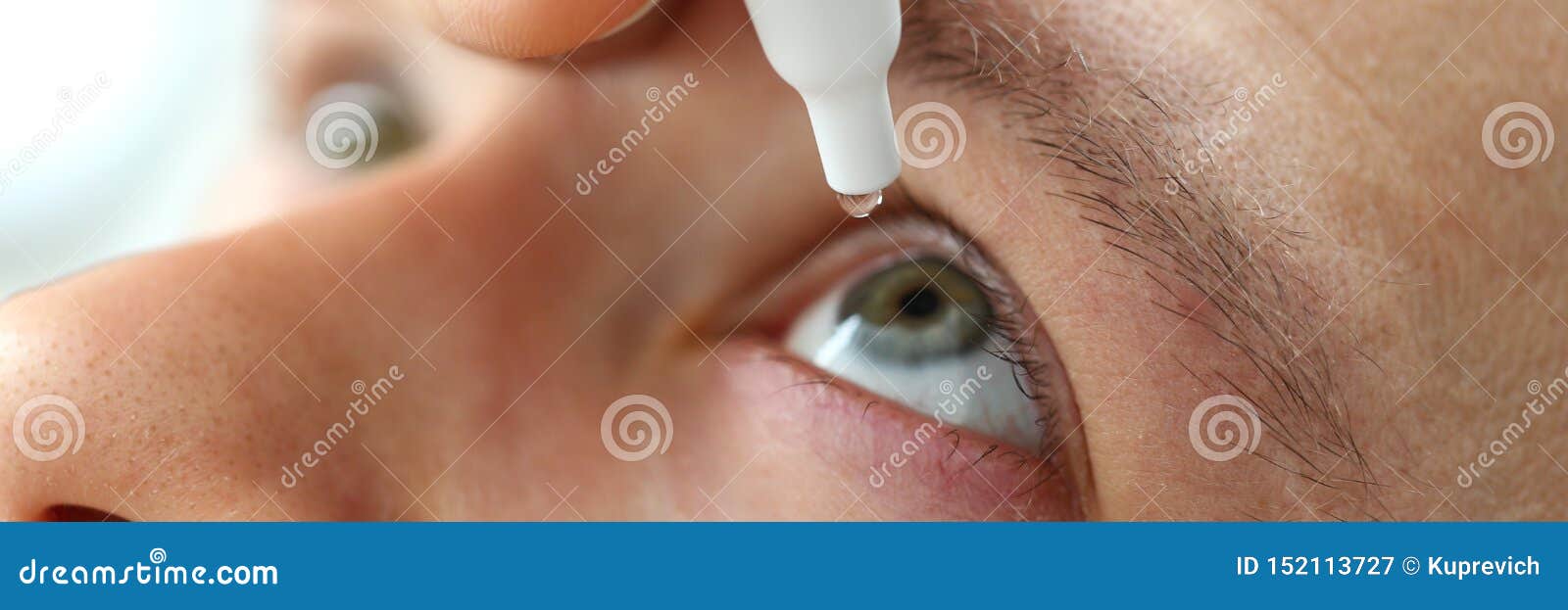 Man Putting Liquid Drops in His Eye Solving Vision Problem Stock Image ...