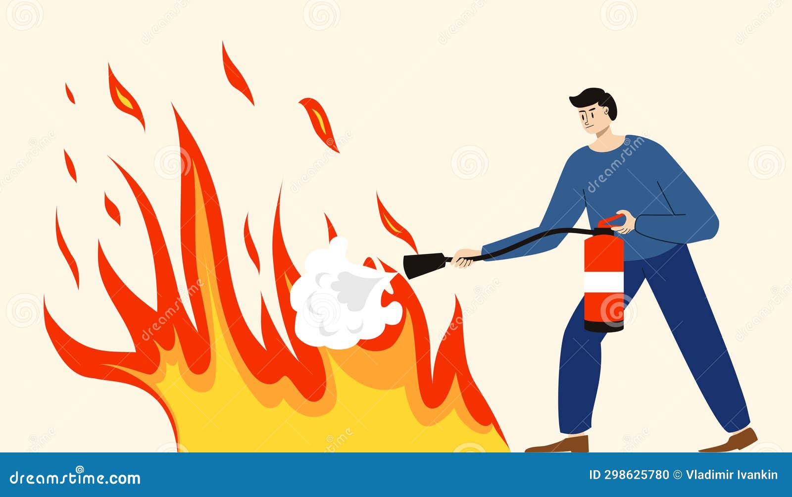 Man Putting Out Fire Illustration Vector Stock Illustration ...