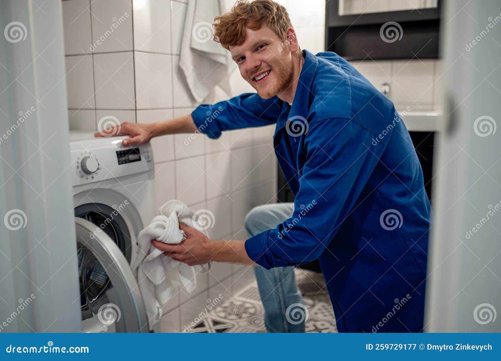 Man Putting Unfresh Clolthes into the Washing Machine Stock Image ...