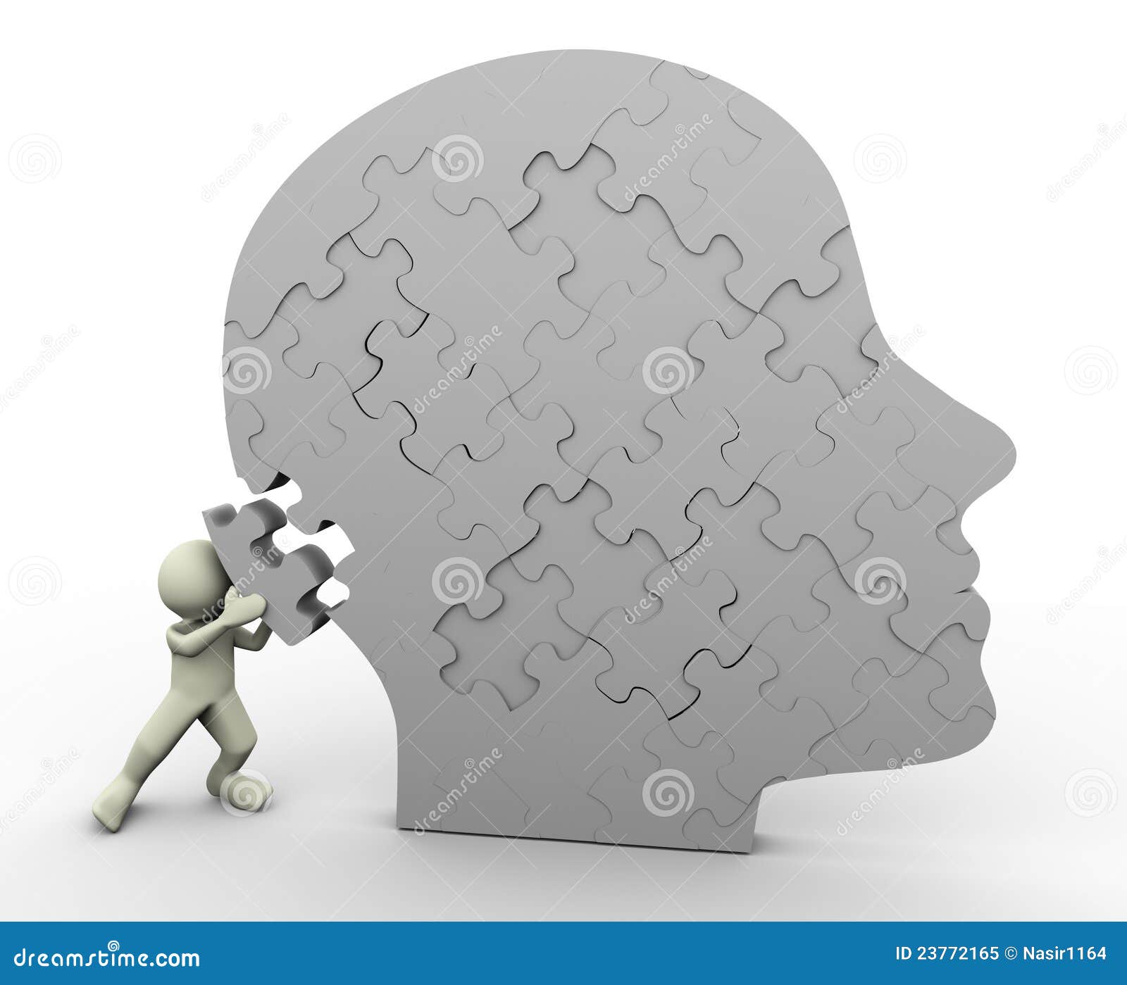 Man and puzzle head stock illustration. Illustration of problem - 23772165