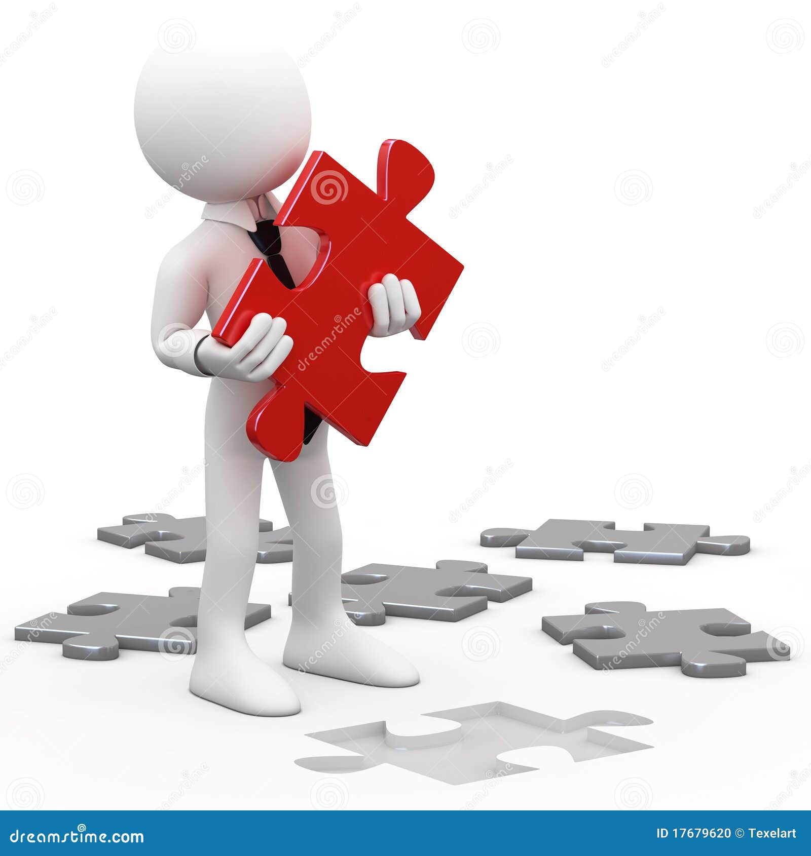 Man with a Puzzle Piece in Hand Stock Illustration - Illustration of ...