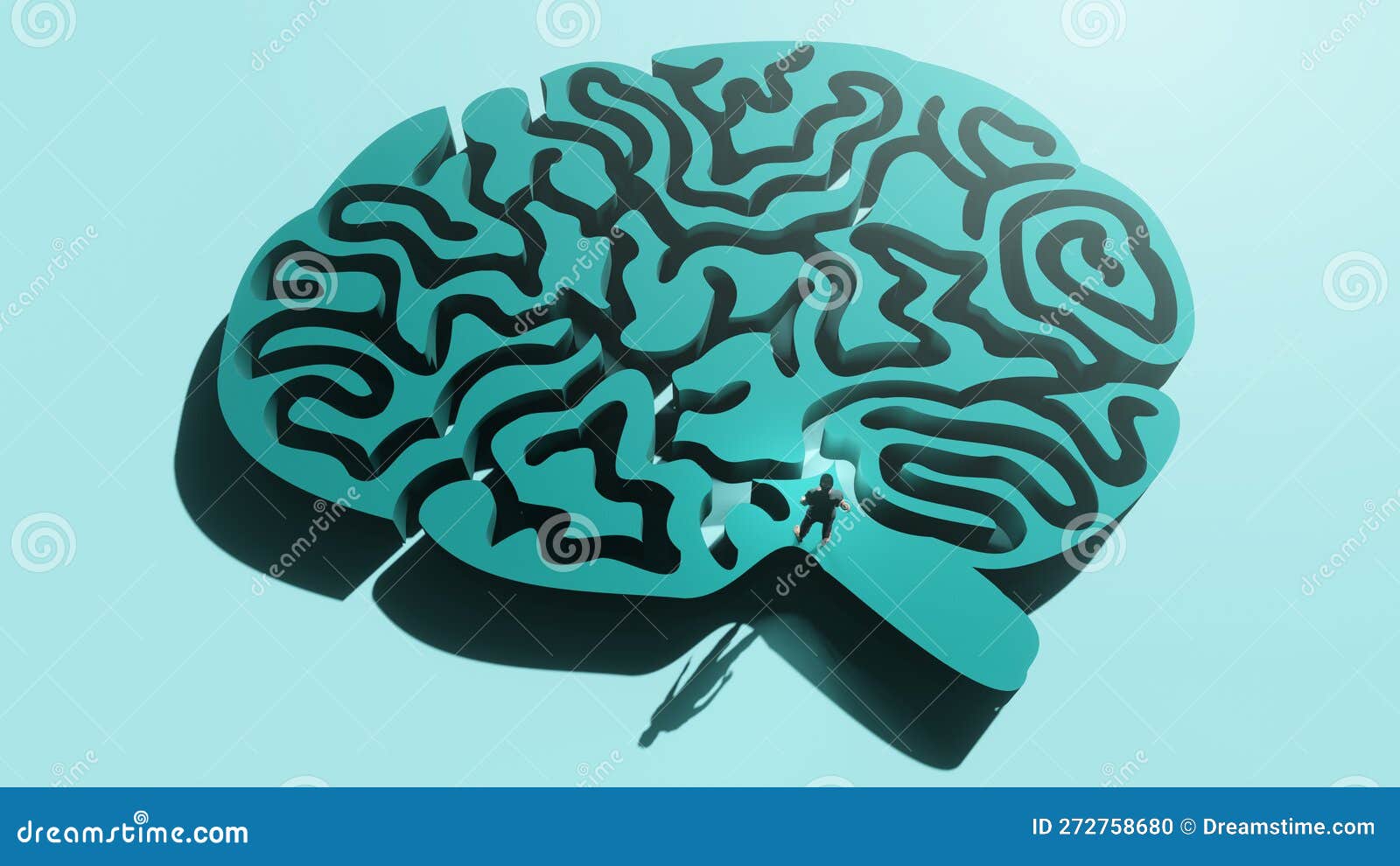 A Man Puzzled by a Maze in the Shape of a Brain Stock Illustration ...
