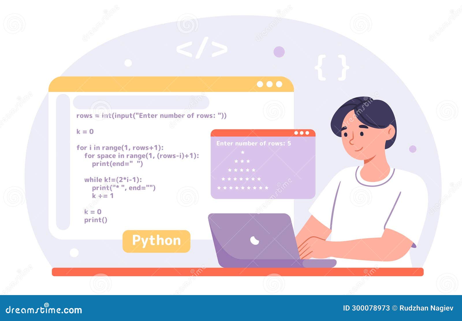 Man with Python Code Vector Concept Stock Vector - Illustration of ...