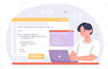 Man with Python Code Vector Concept Stock Vector - Illustration of ...